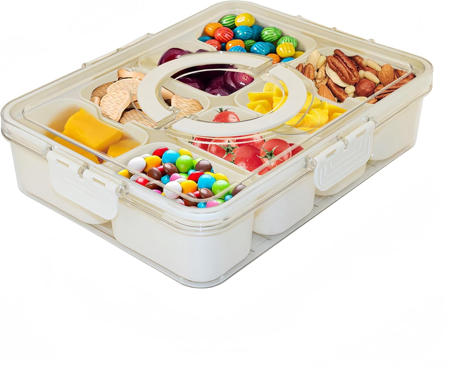 Snackle Box Container Divided Serving Tray with Lid and Handle ...