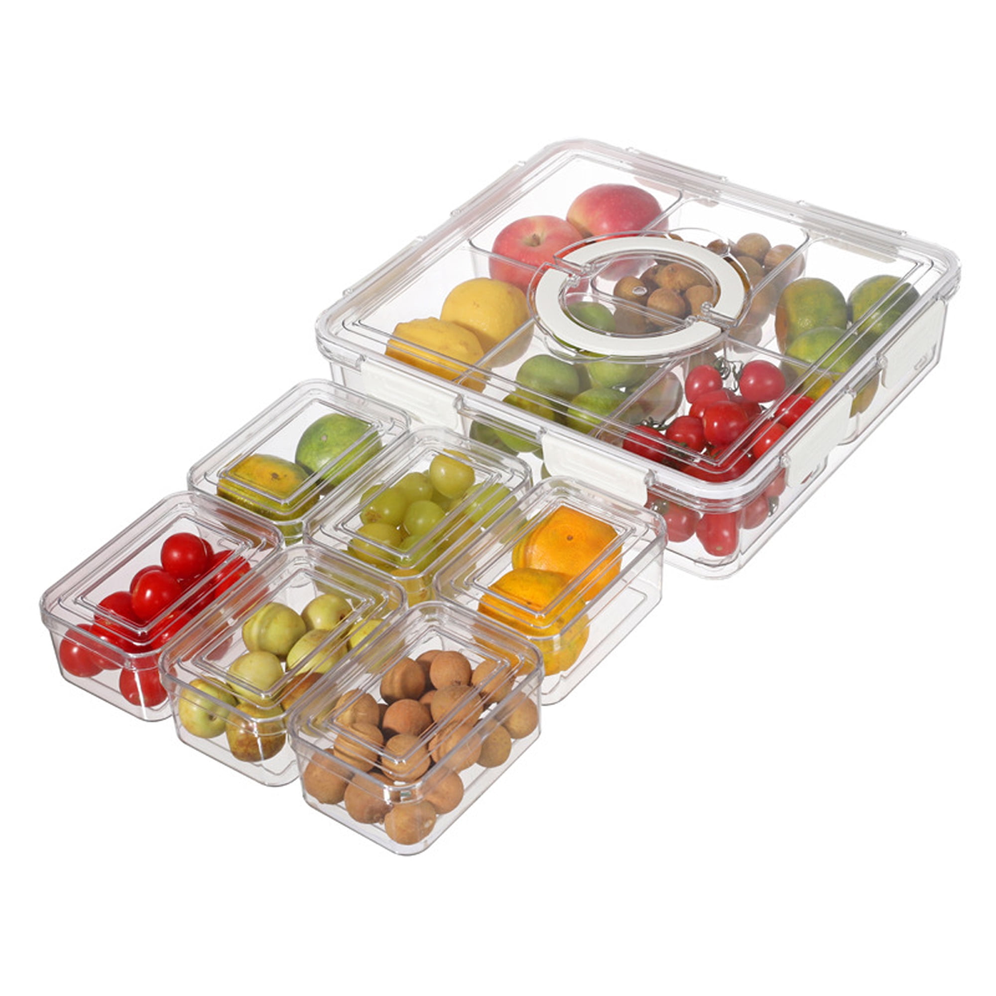 Snackle Box Container Divided Serving Tray with Lid and Hand Grip ...