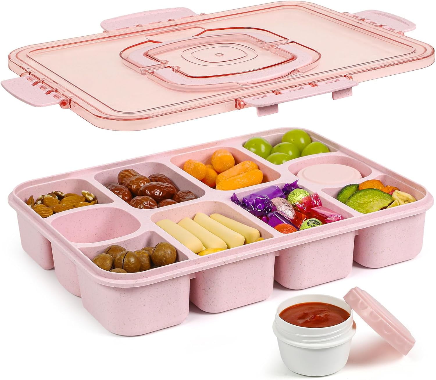 Snackle Box Container - Large 10-Compartment Divided Serving Tray with ...
