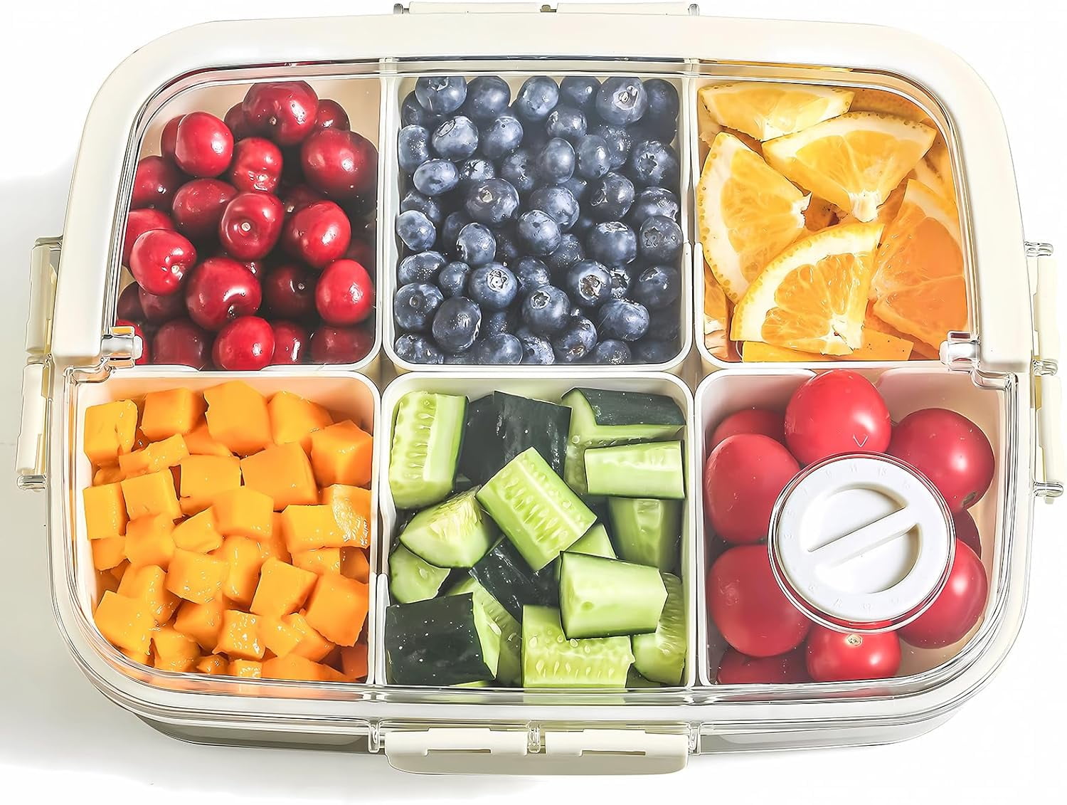 Snackle Box Container with Lid and Handle, Divided Serving Tray with 6 ...