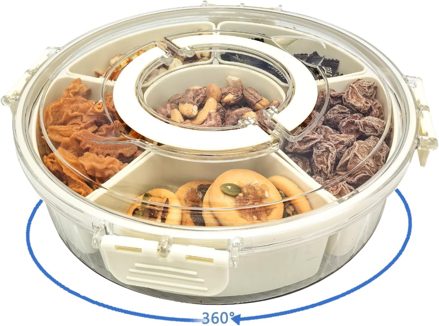 Snackle Box Container with Lid and Handle,Rotating Snack Spinner ...