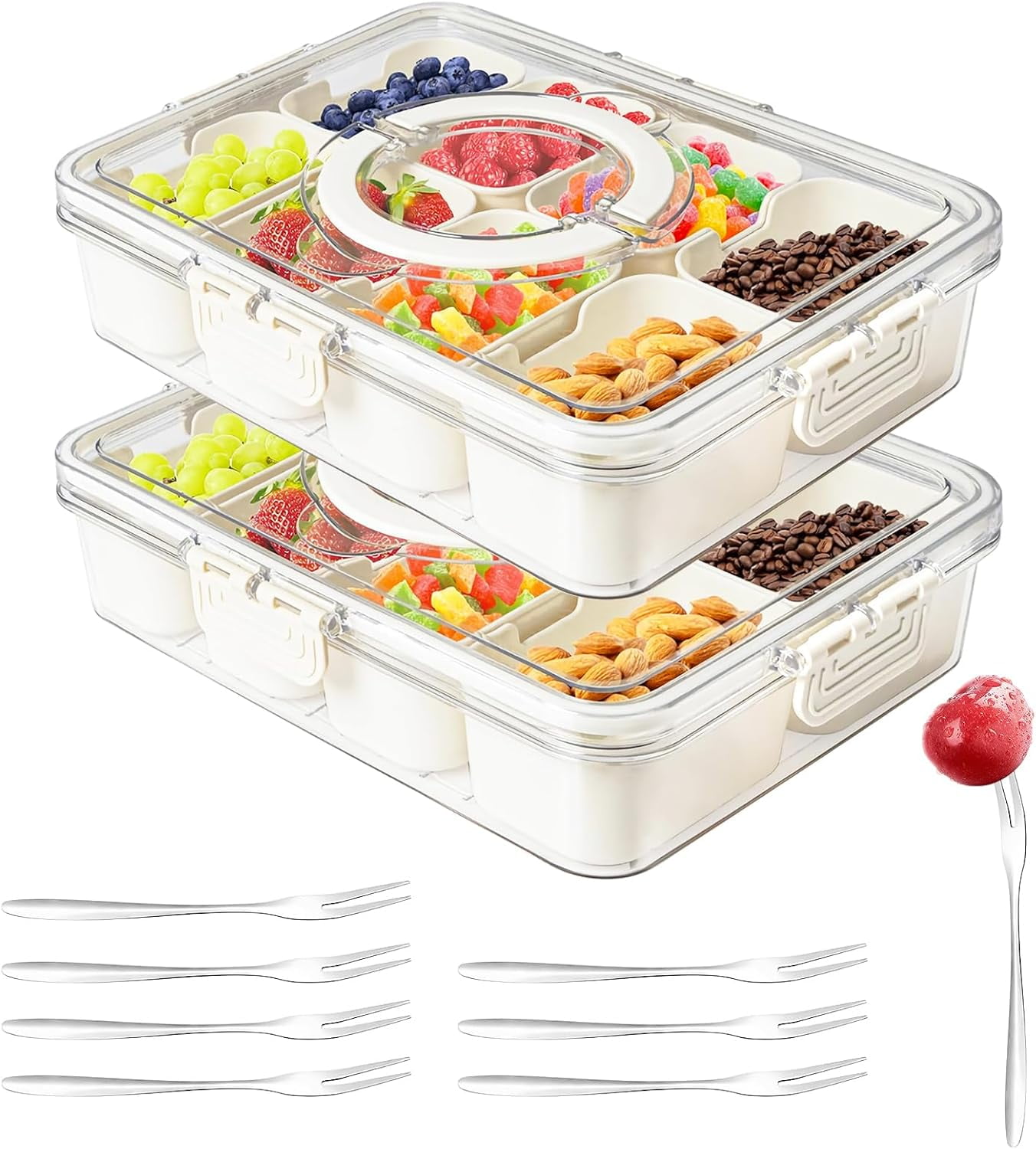 Snackle Box Container,Portable Snack Box 8 Compartment Divided Serving ...
