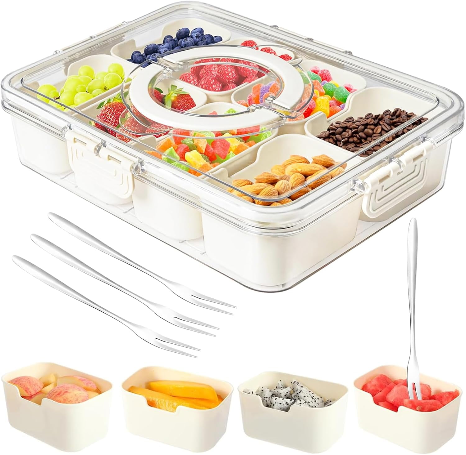 Snackle Box Container,Portable Snack Box 8 Compartment Divided Serving ...