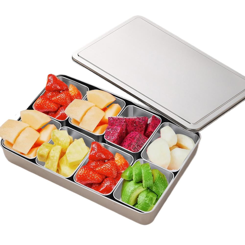 Snackle Box Container, Portable Snack Box Divided Serving Tray with Lid ...