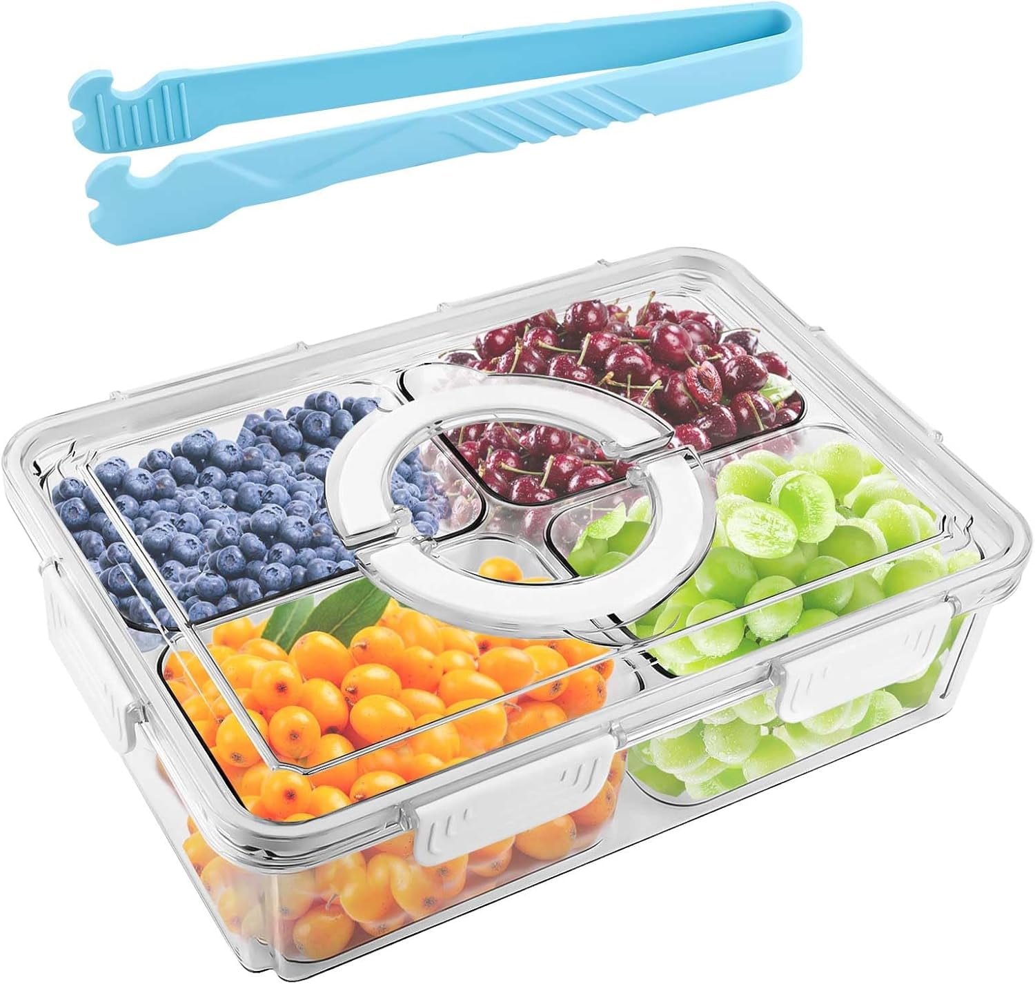 Snackle Box Container, Snack Container Divided Serving Tray with Lid ...