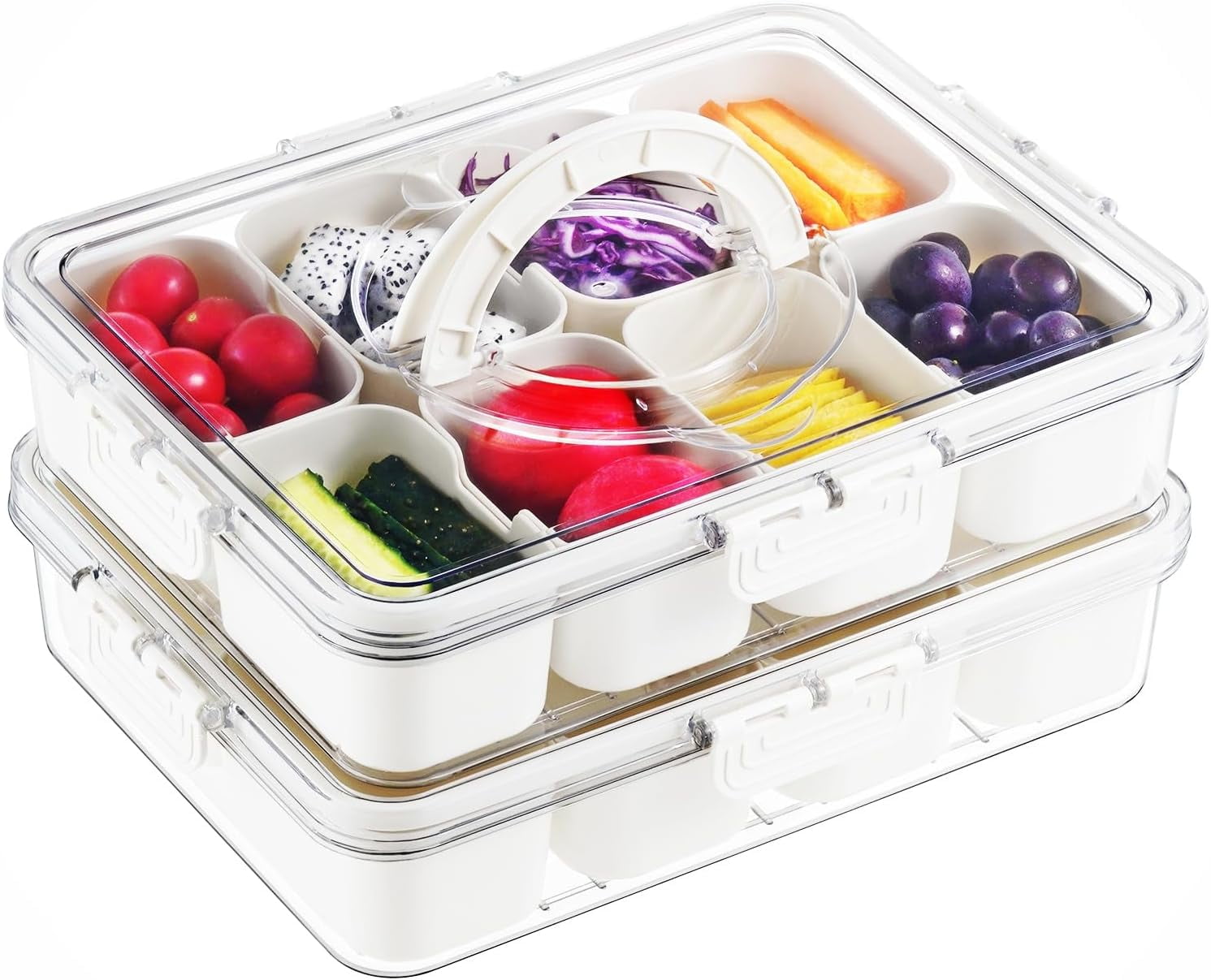 Snackle Box Container,Snack Tray with Lid,Divided Serving Tray with Lid ...