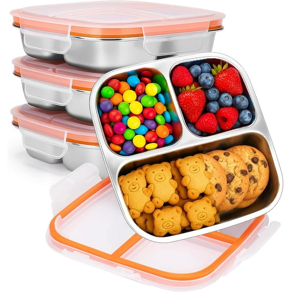 Snackle Box Container Stainless Steel, 4Pack Reusable Snack Bento Box ...