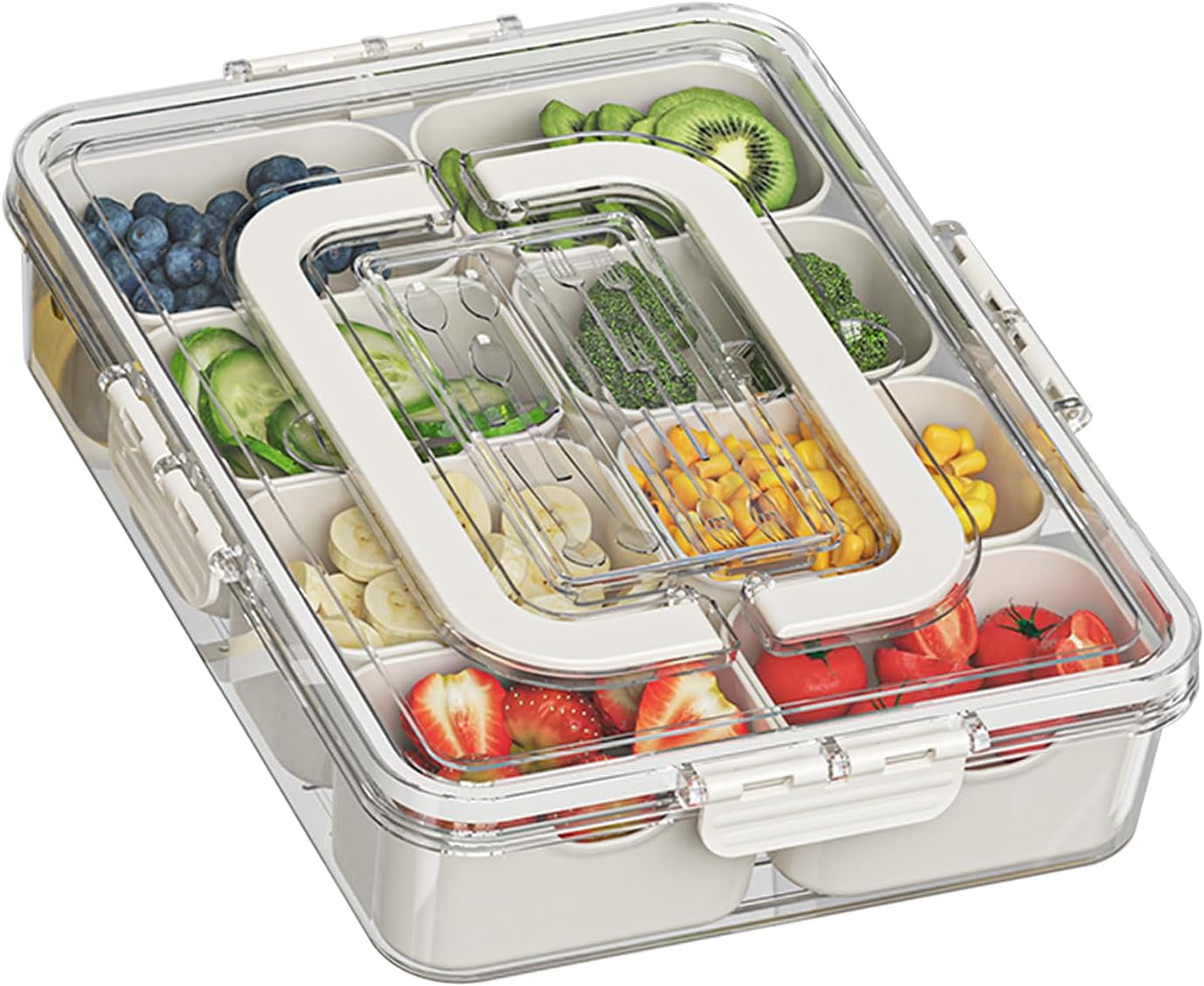 Snackle Box Container With Tableware Storage, Divided Serving Tray with ...