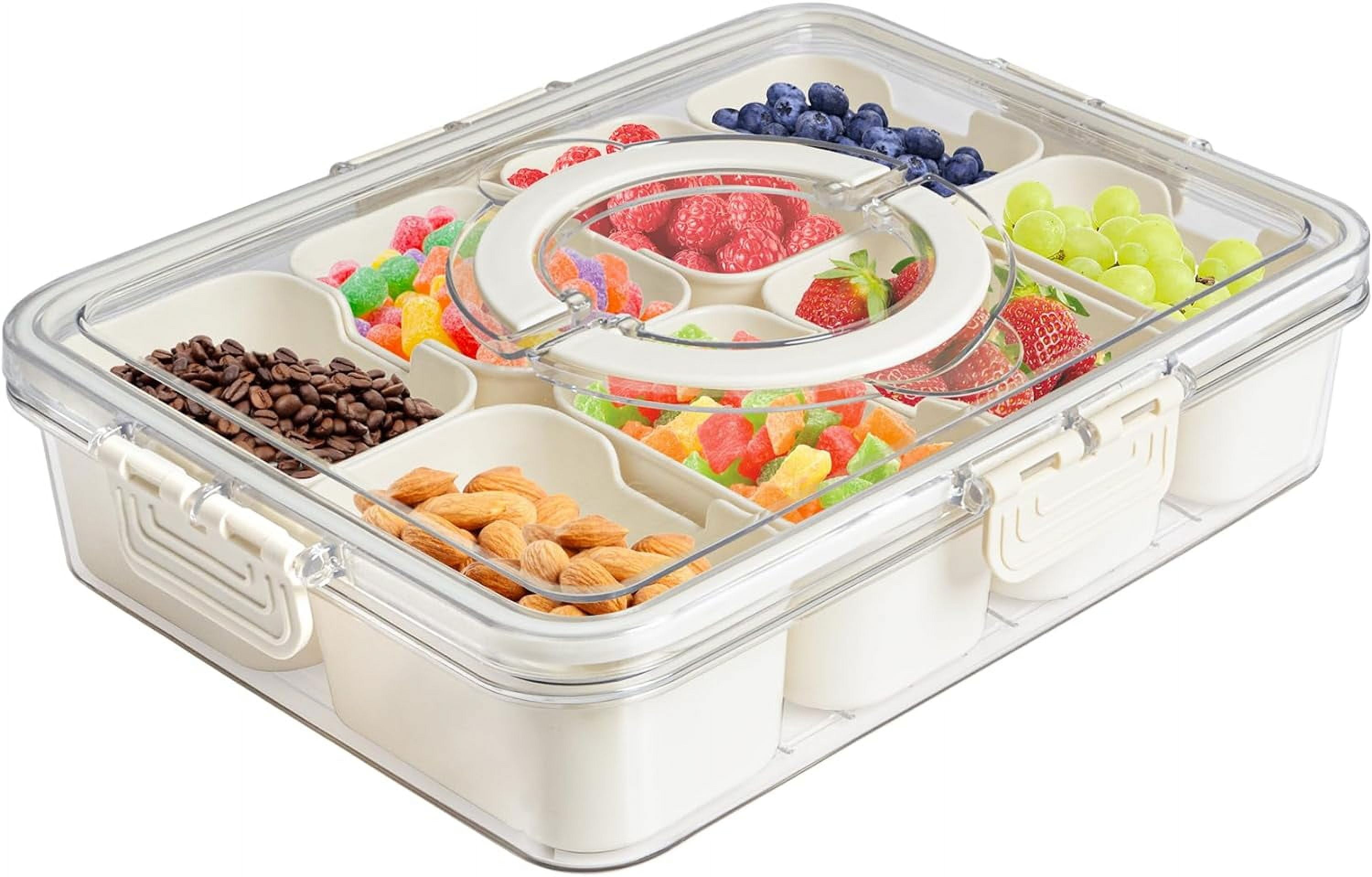 Snackle Box with Lid and Handle - Divided Plates for Fruits, Vegetables ...