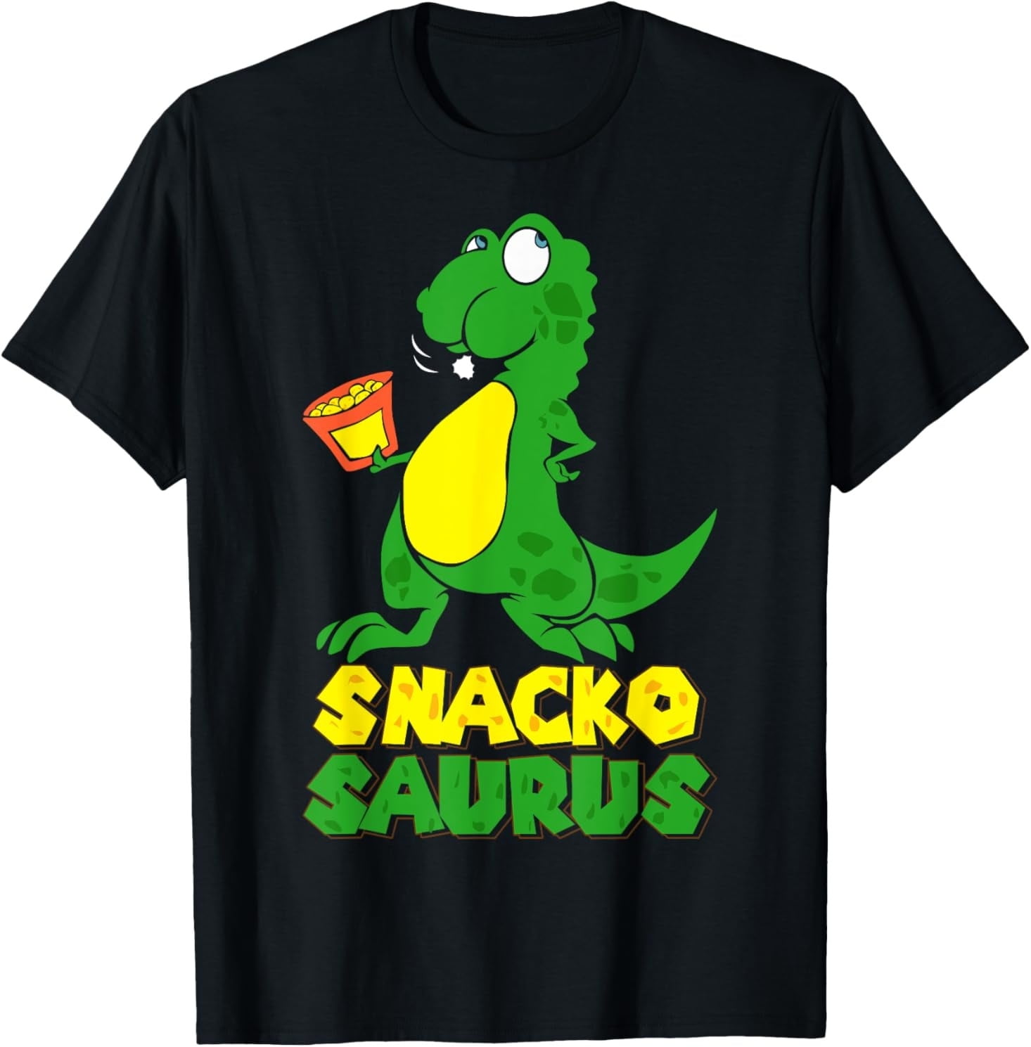 Snackosaurus T-Shirt – Funny Dinosaur Food Lover Cartoon Tee for Adults ...