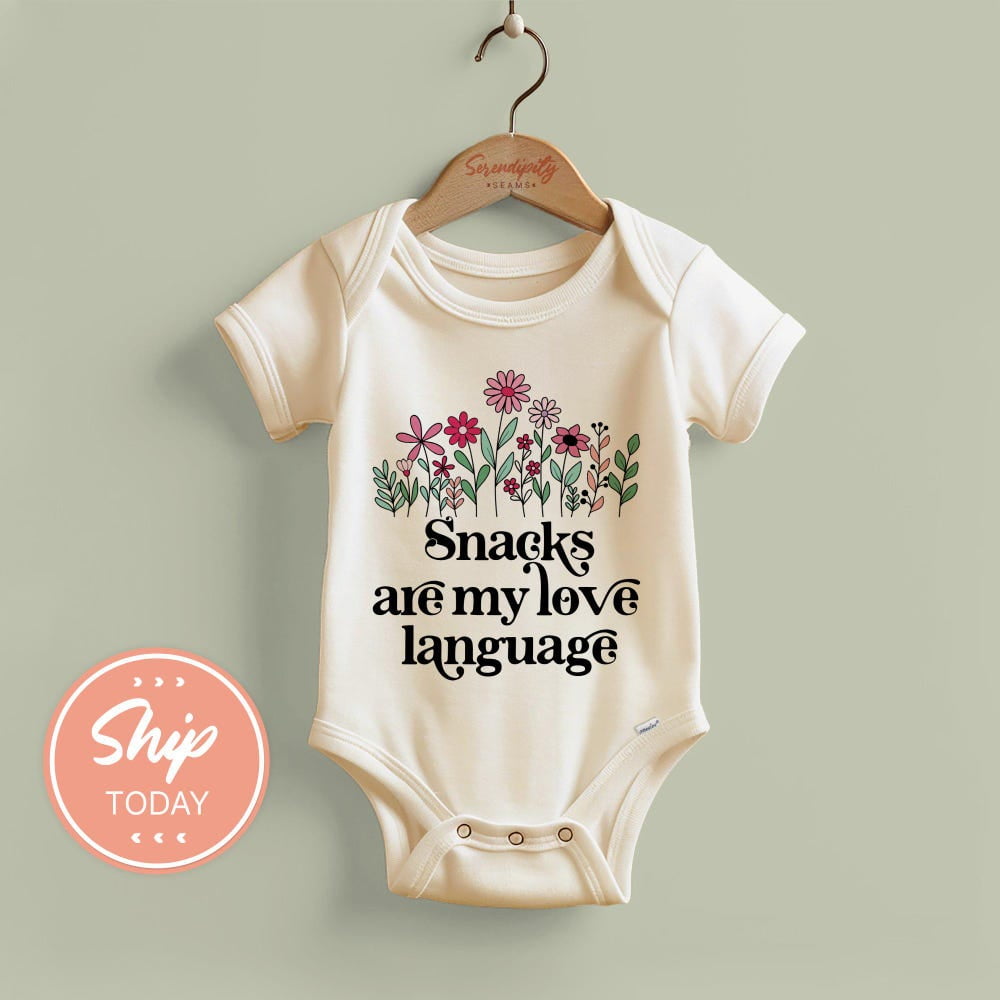 Snacks Are My Love Language Onesie, Cute Baby Bodysuit, Funny Baby ...