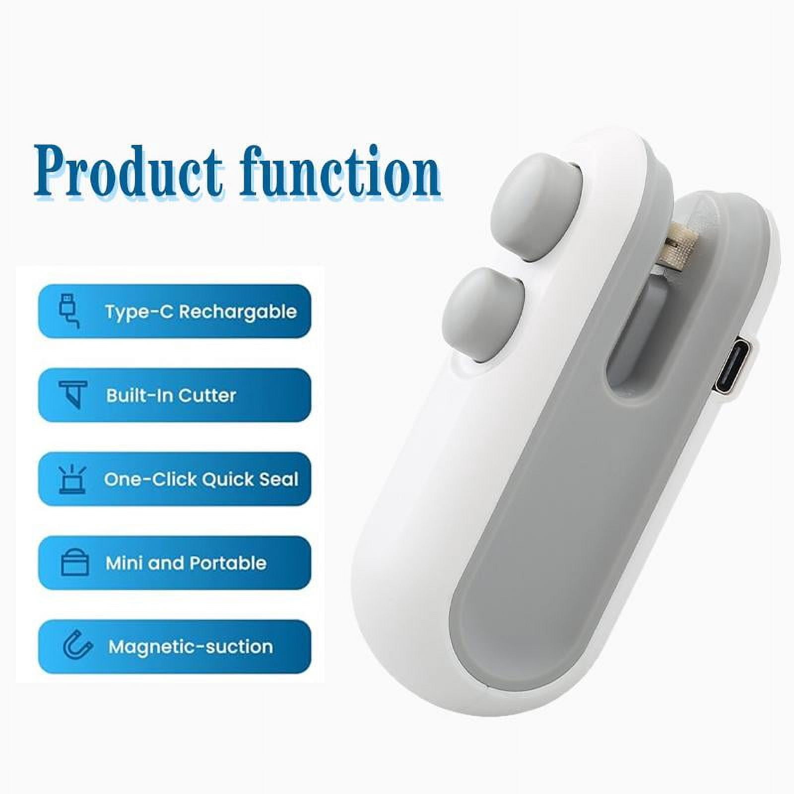 Snacks Mini Bag Sealer, Rechargeable 2 in 1 Bag Heat Sealer with Cutter ...