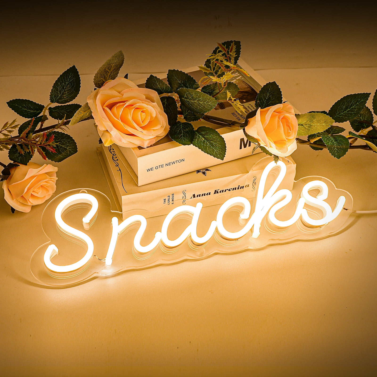 Snacks Neon Sign, Snack Bar Sign 15×4.3 Inch Art Wall Decor USB Battery ...