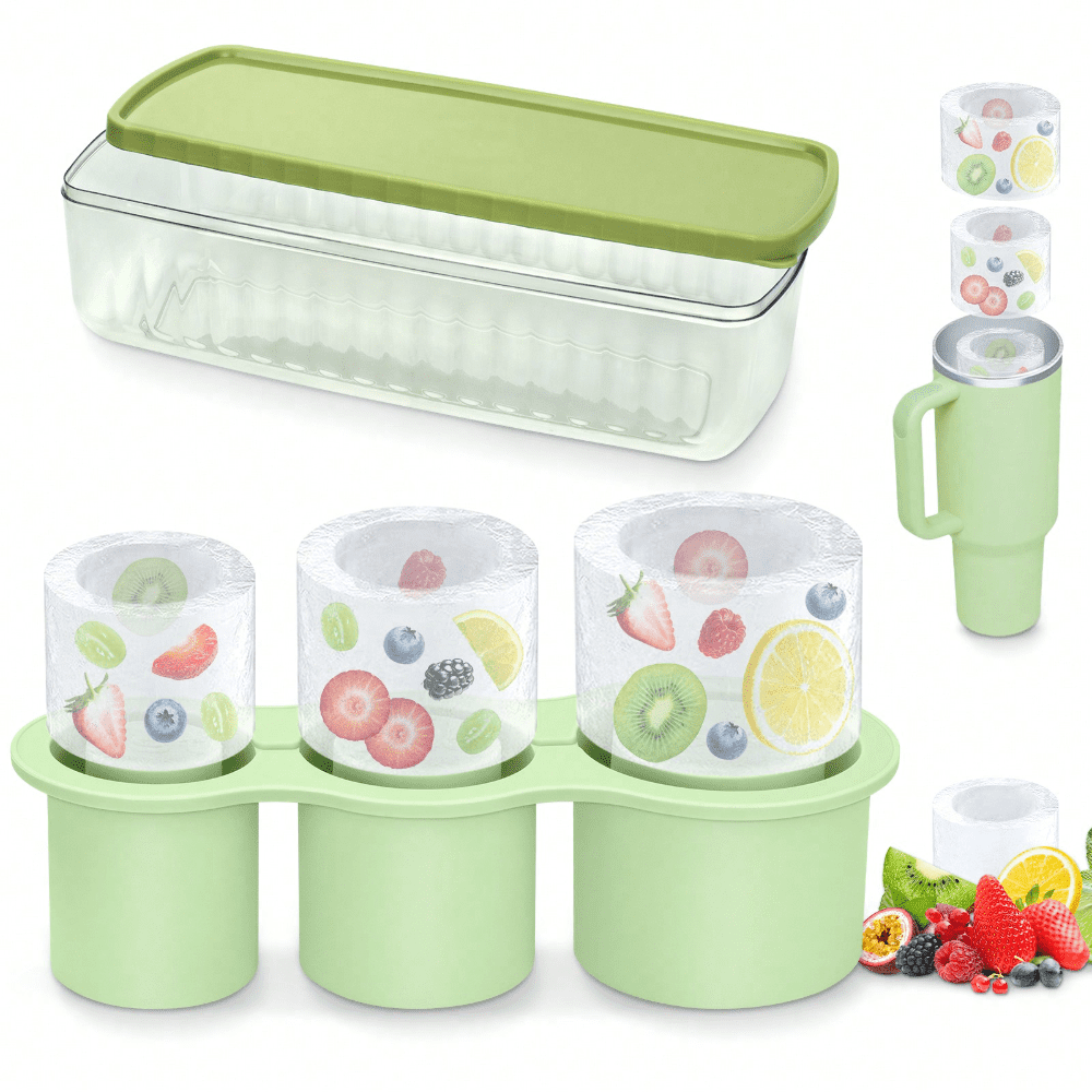 Snader Ice Cube Tray - 3 Pcs Silicone Hollow Cylinder Ice Mold With Lid ...