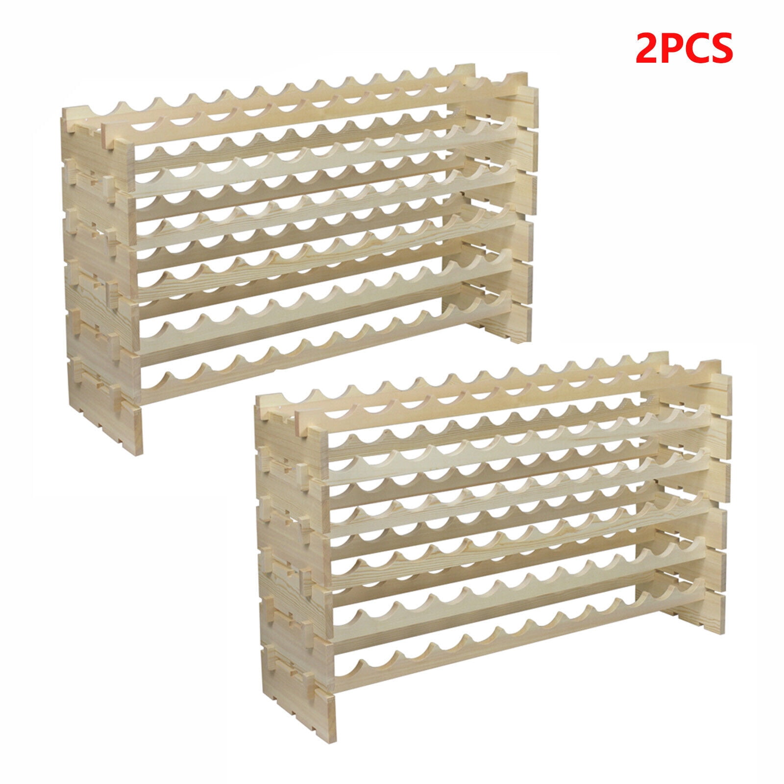 SnagHub 2PCS Modular Real Wood Wine Storage Racks, Free Standing Floor ...