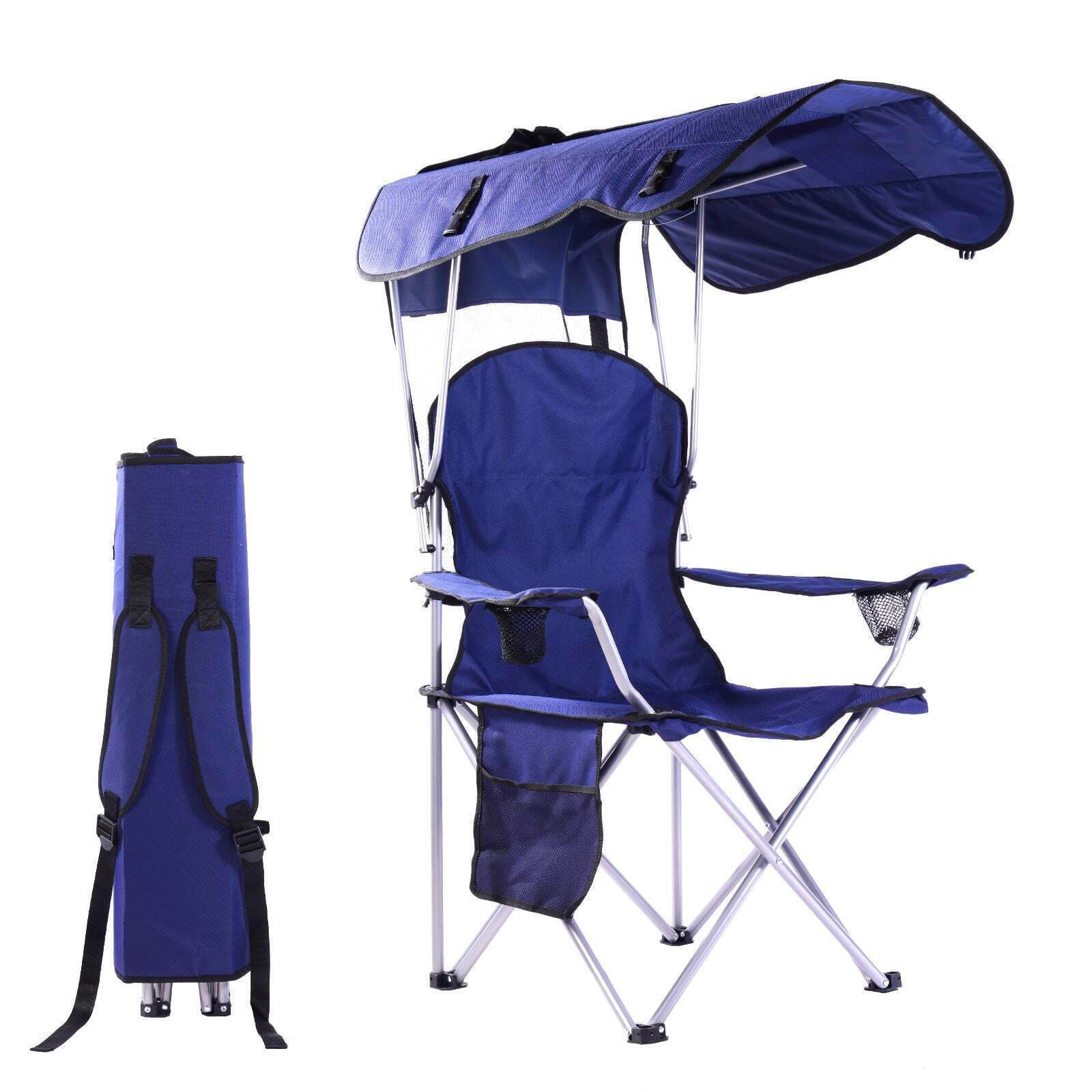 SnagHub Camping Chair with Canopy, Outdoor Folding Lounge Chair with ...