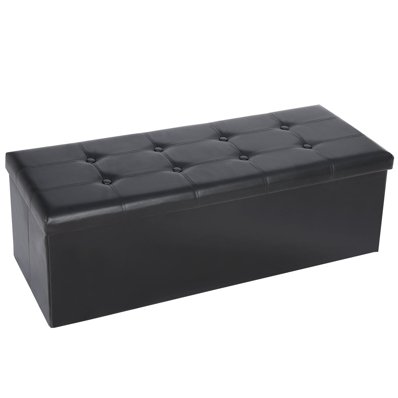 SnagHub Folding Storage Ottoman Bench, Faux Leather Ottoman Foot Rest ...