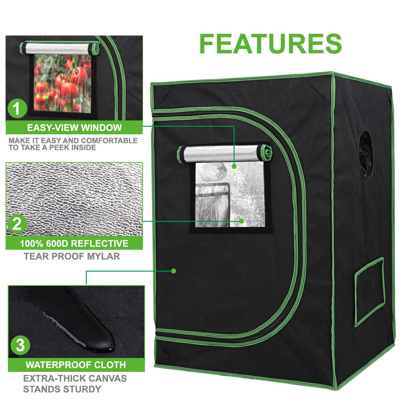 SnagHub Grow Tent with Observation Window and Floor Tray, Mylar ...