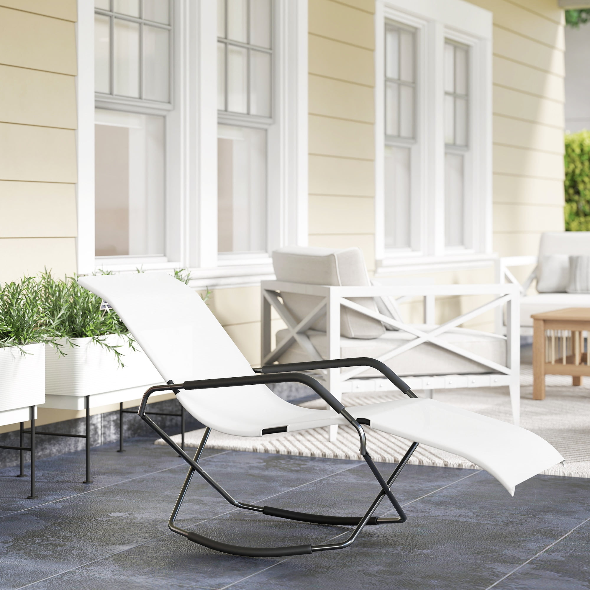 SnagHub Outdoor Folding Rocking Chair, Foldable Chaise Lounge Pool ...