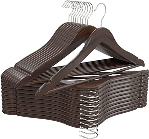 SnagHub Premium Wooden Hangers 20 Pack - Durable & Slim Coat Hanger ...