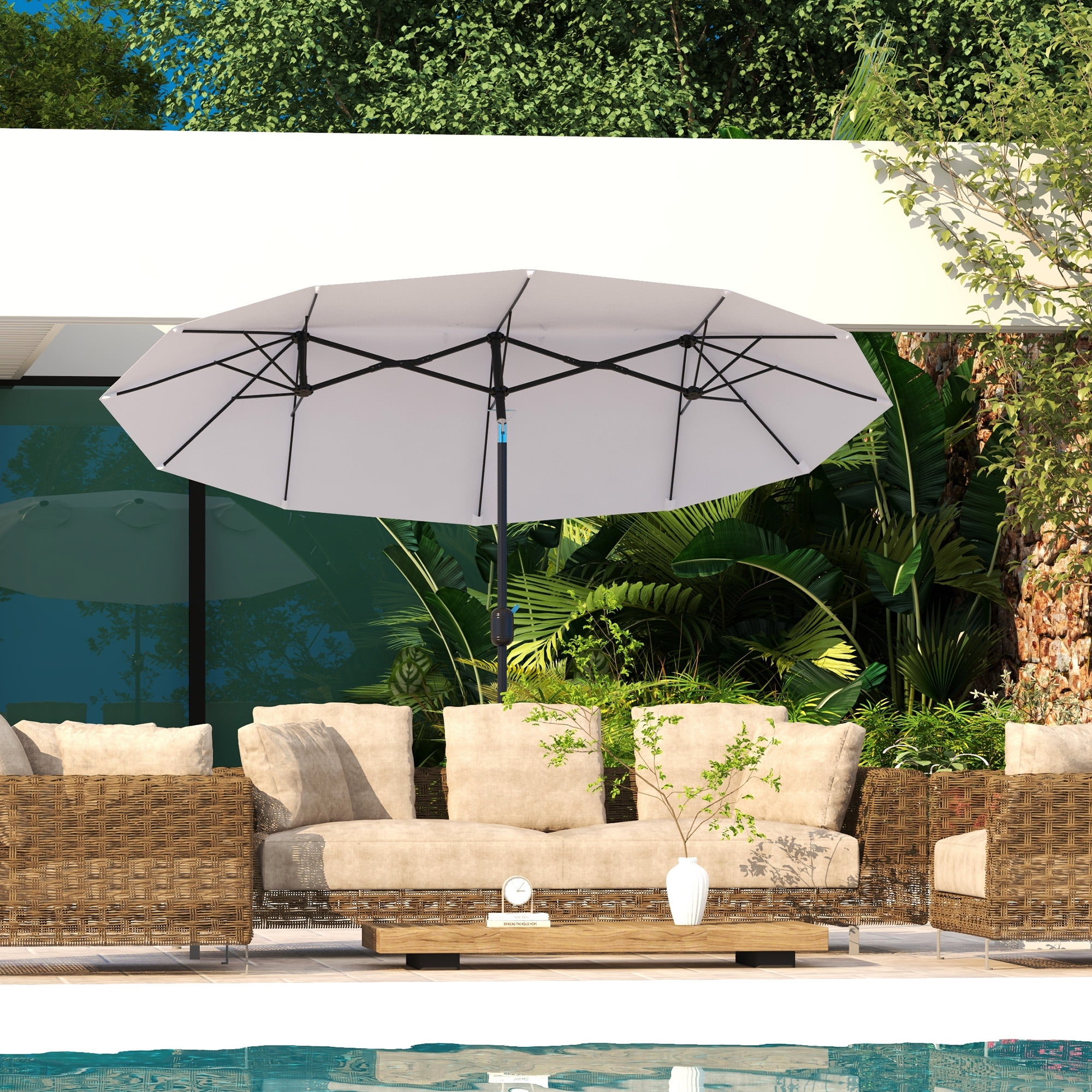 SnagHub Rectangle Patio Umbrellas Large Outdoor Umbrella with Crank ...