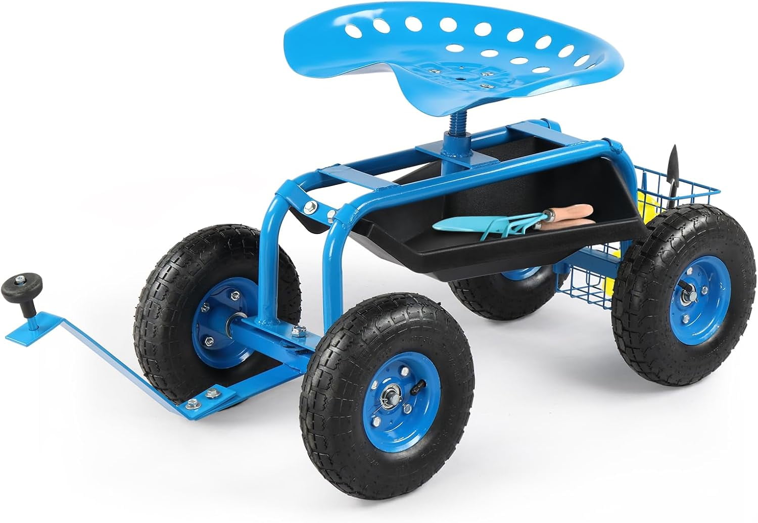 SnagHub Rolling Garden Stool with Seat, Blue Gardening Seat with Wheels ...