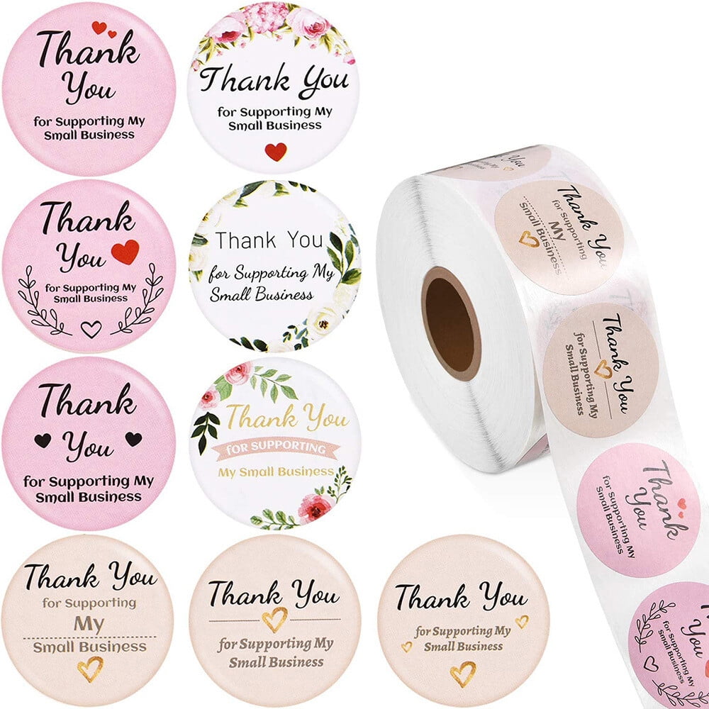 SnagHub Thank You Stickers 2 Roll,Flower Pattern Product Labels for ...
