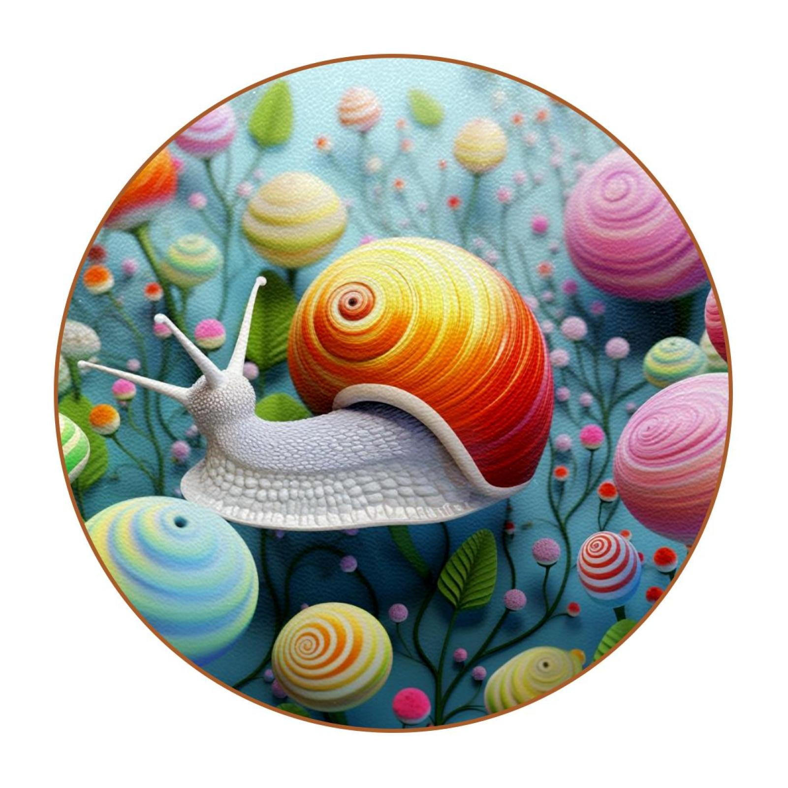 Snail 6PCS Round Microfiber Leather Coasters Set, 11x11 cm/4.3x4.3 in ...