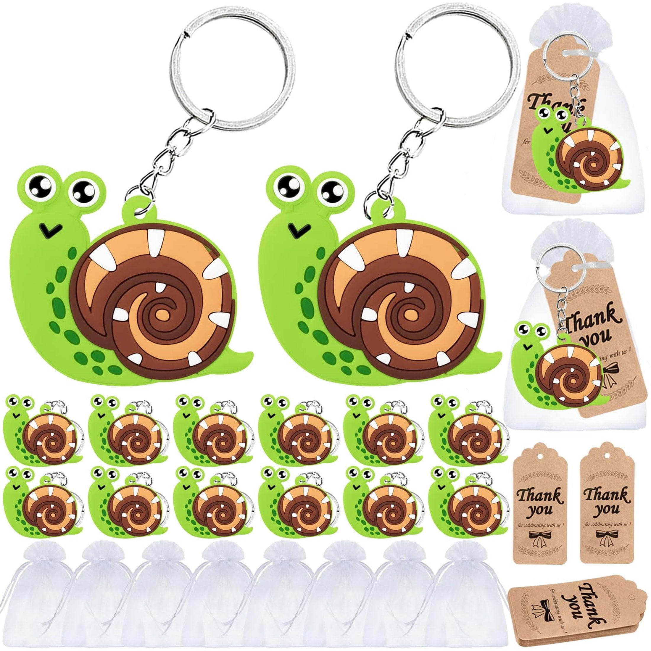 Snail Adventure Pack: 60 Snail Party Favors - Keychains, Tags, Gift ...