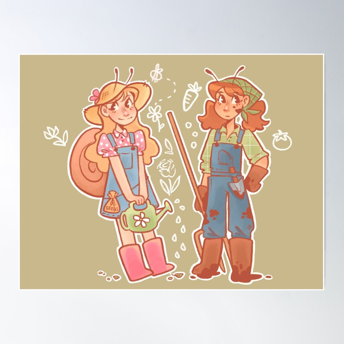 Snail And Slug Girls Poster Wall Art, Modern Wall Decor For Living Room Bedroom, 16x24 UNFRAMED ...