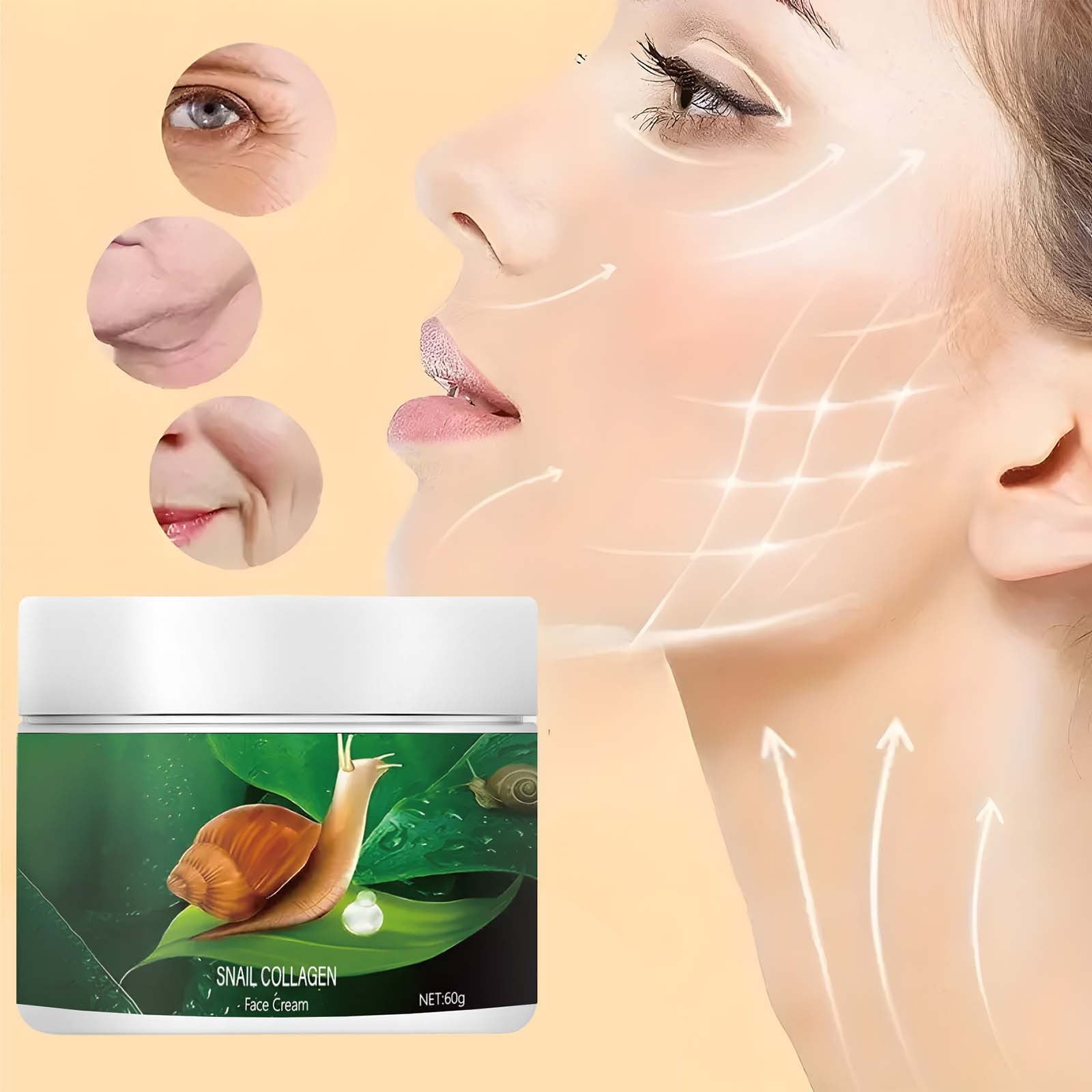 Snail Care Cream, 60g Snail Extract Face Cream for Hydrating and Moisturizing, Mildly Nourishing ...