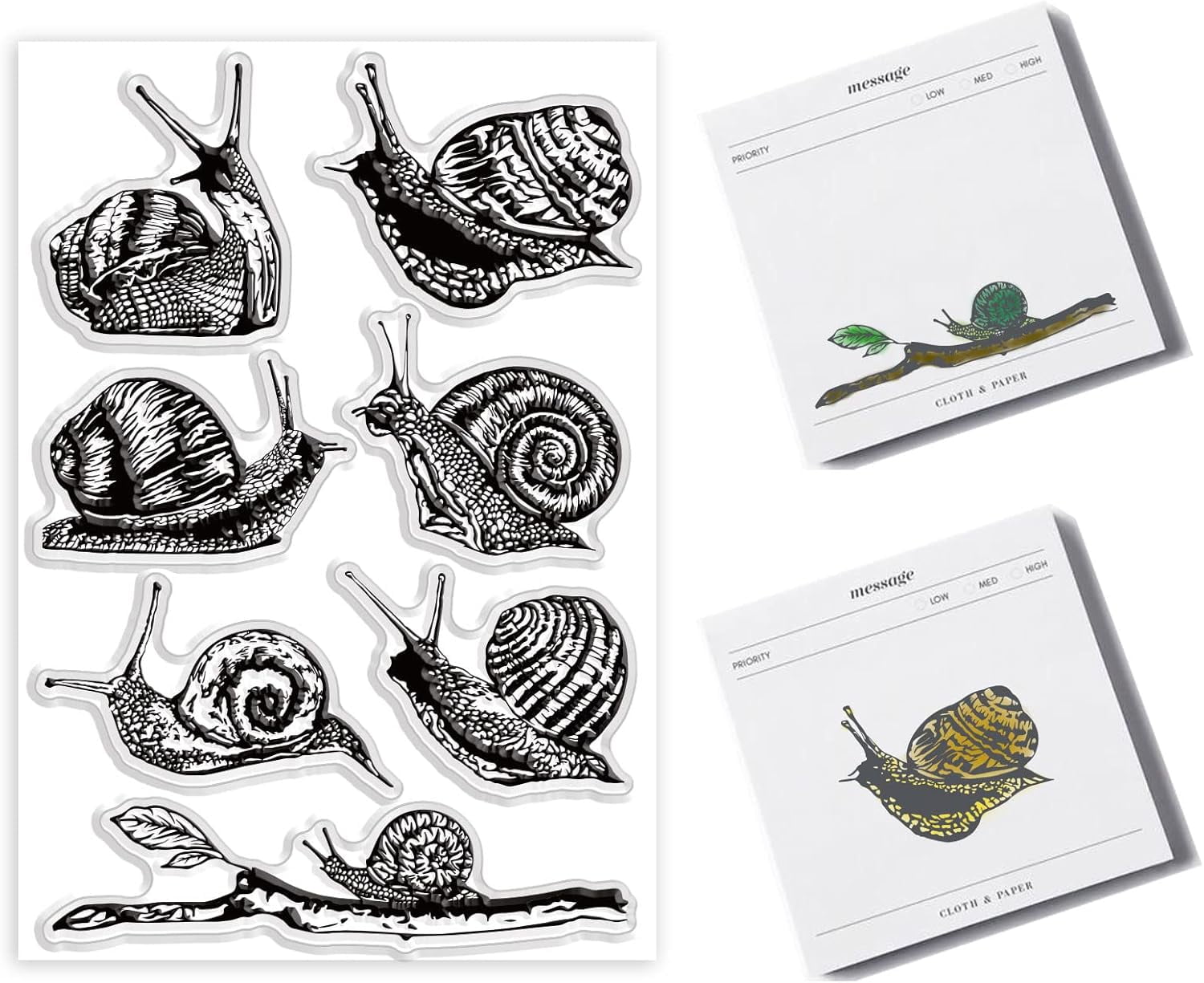 Snail Clear Stamps Retro Snail Silicone Stamp Realistic Snail ...