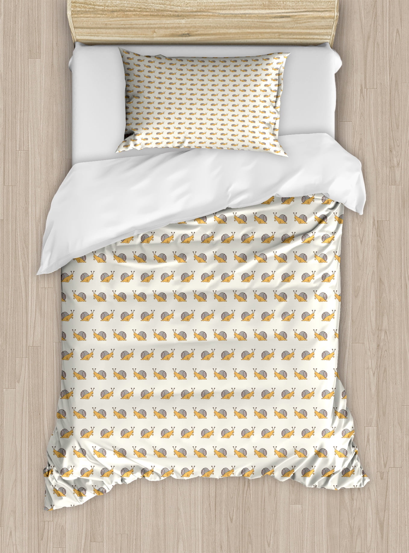 Snail Duvet Cover Set, Continuous Little Cartoon Garden Shell Helix ...