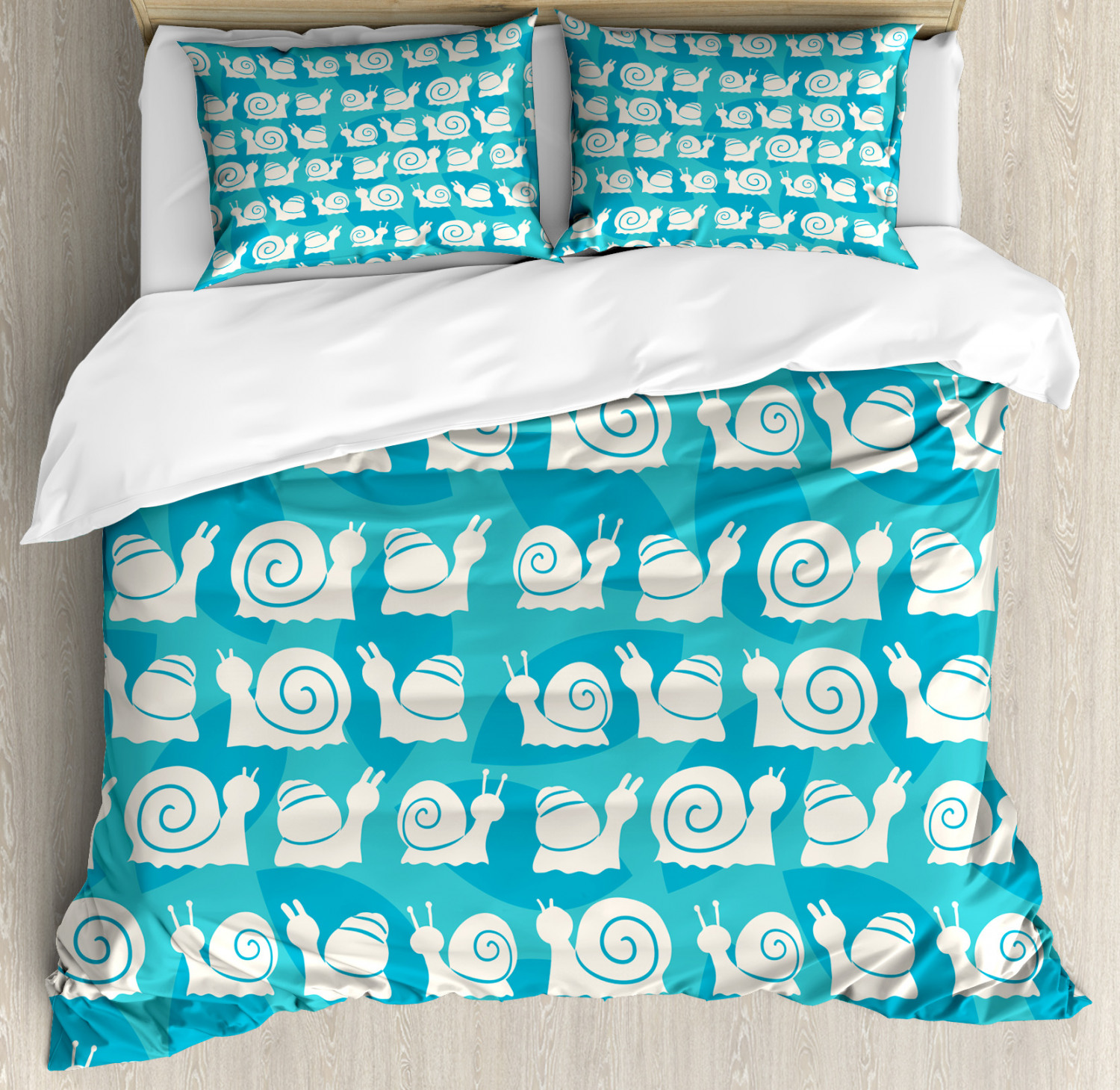 Snail Duvet Cover Set King Size, Cartoon Silhouette Snail Pattern on ...