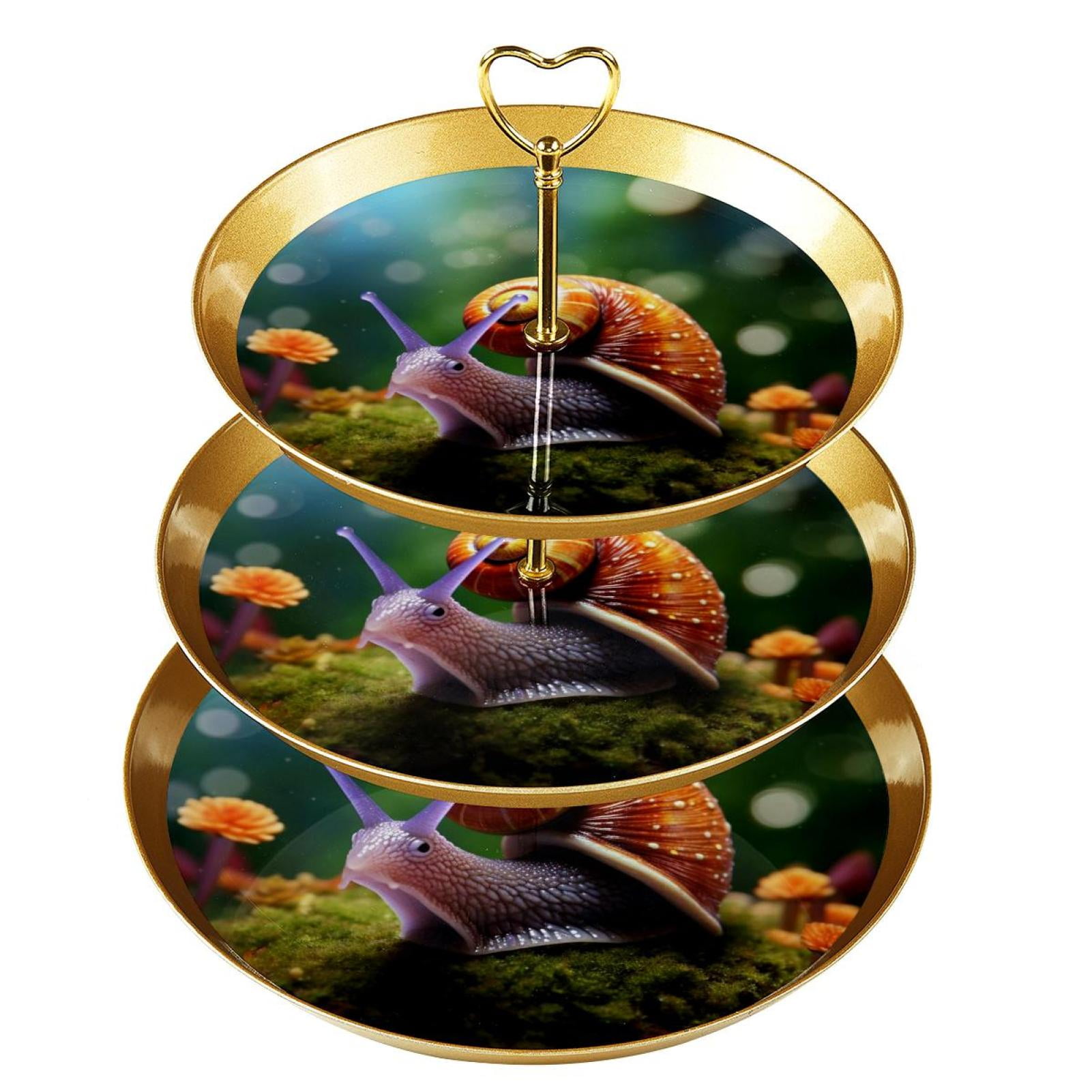 Snail Elegant Plastic Discs Cupcake Stand with Iron Pillars - 3 Tier ...