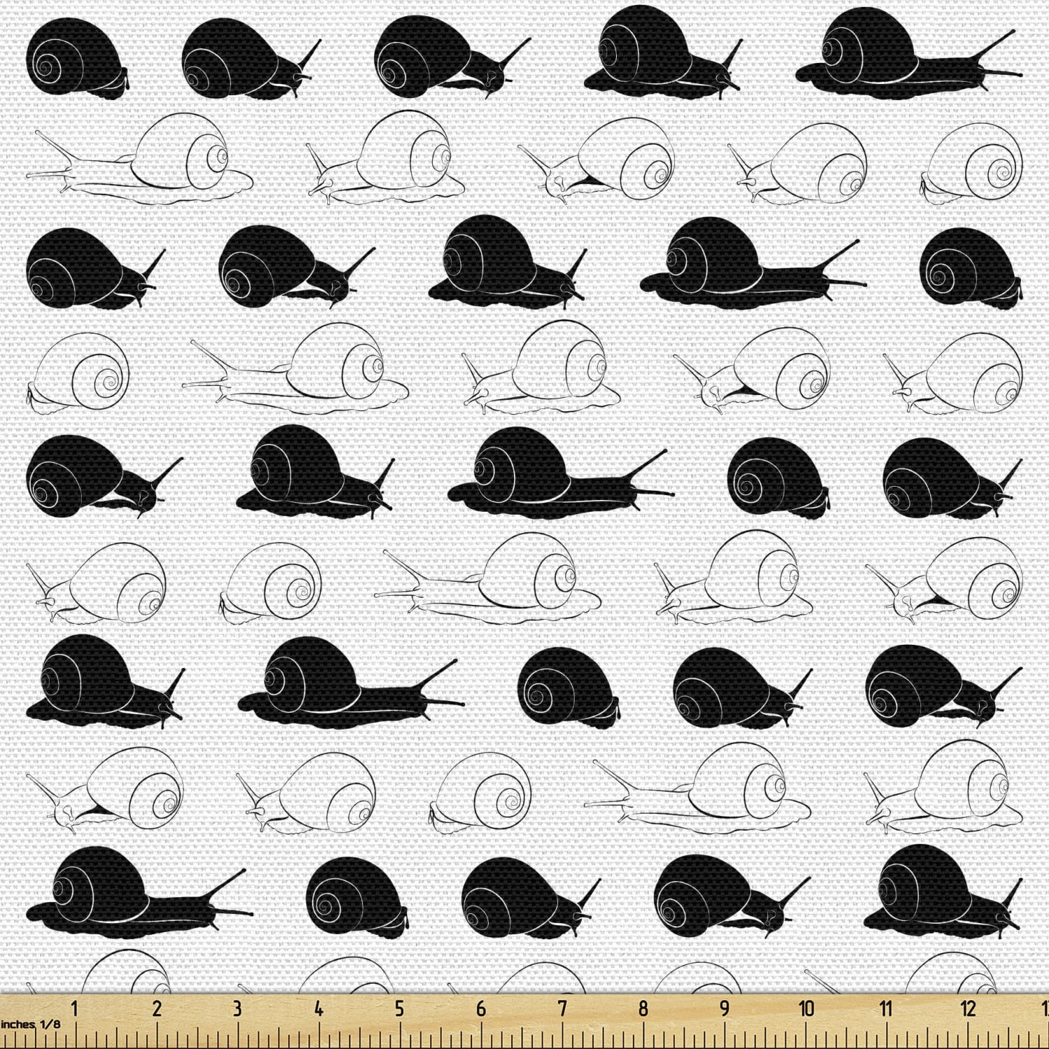 Snail Fabric by the Yard, Monochromatic Repetitive Slug Garden Mollusk ...