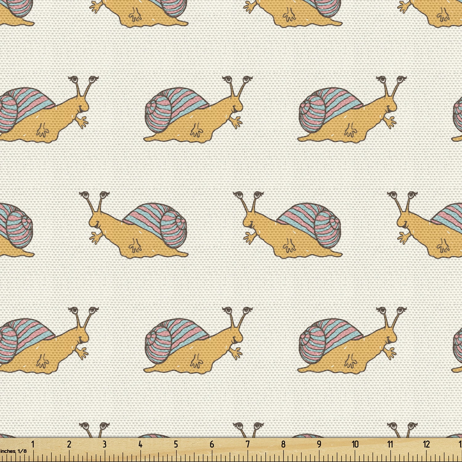 Ambesonne Snail Fabric by the Yard Upholstery, Smiling Cartoon Shell ...