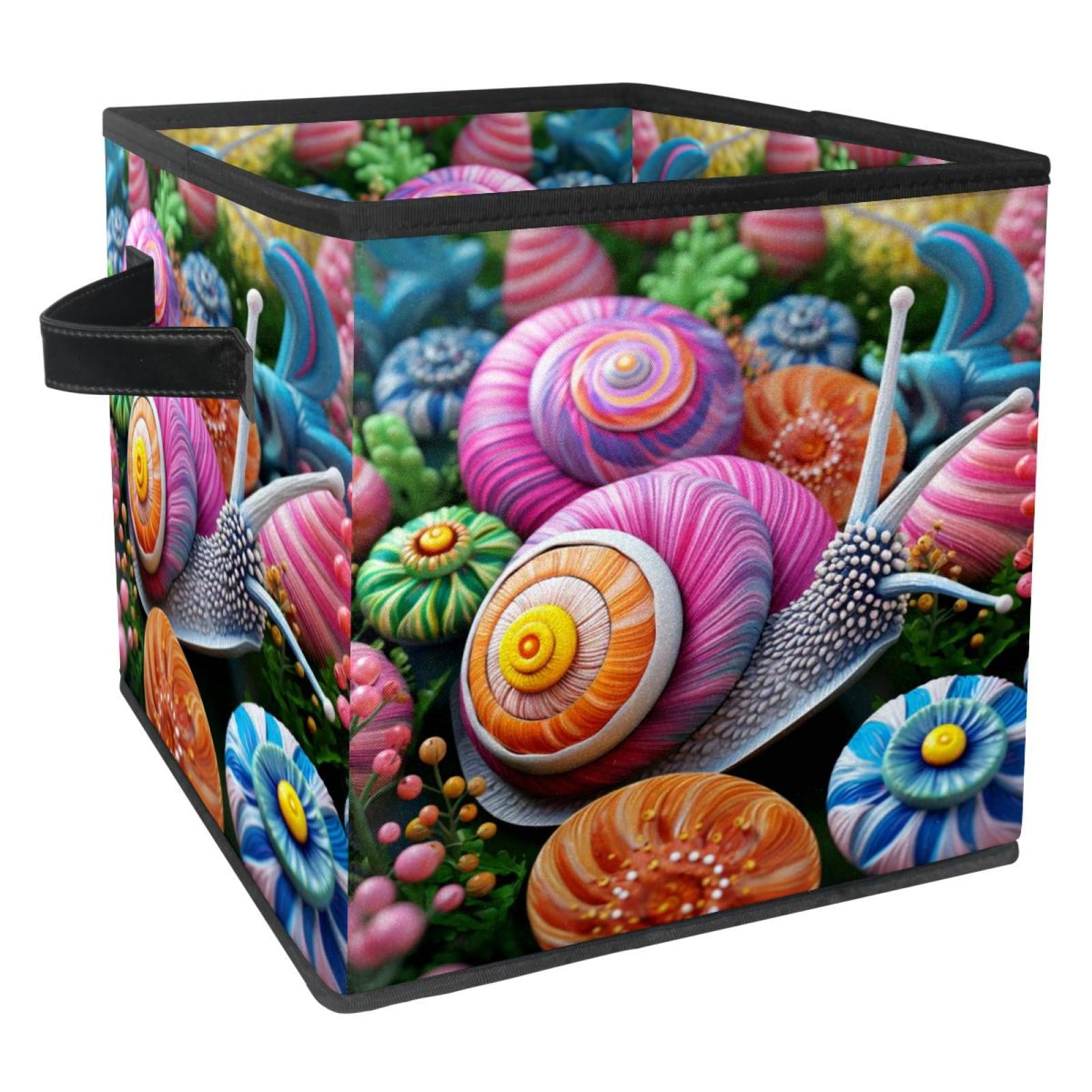 Snail Foldable Storage Basket with Handle, 10.8"x10.5"x10.6" Large ...