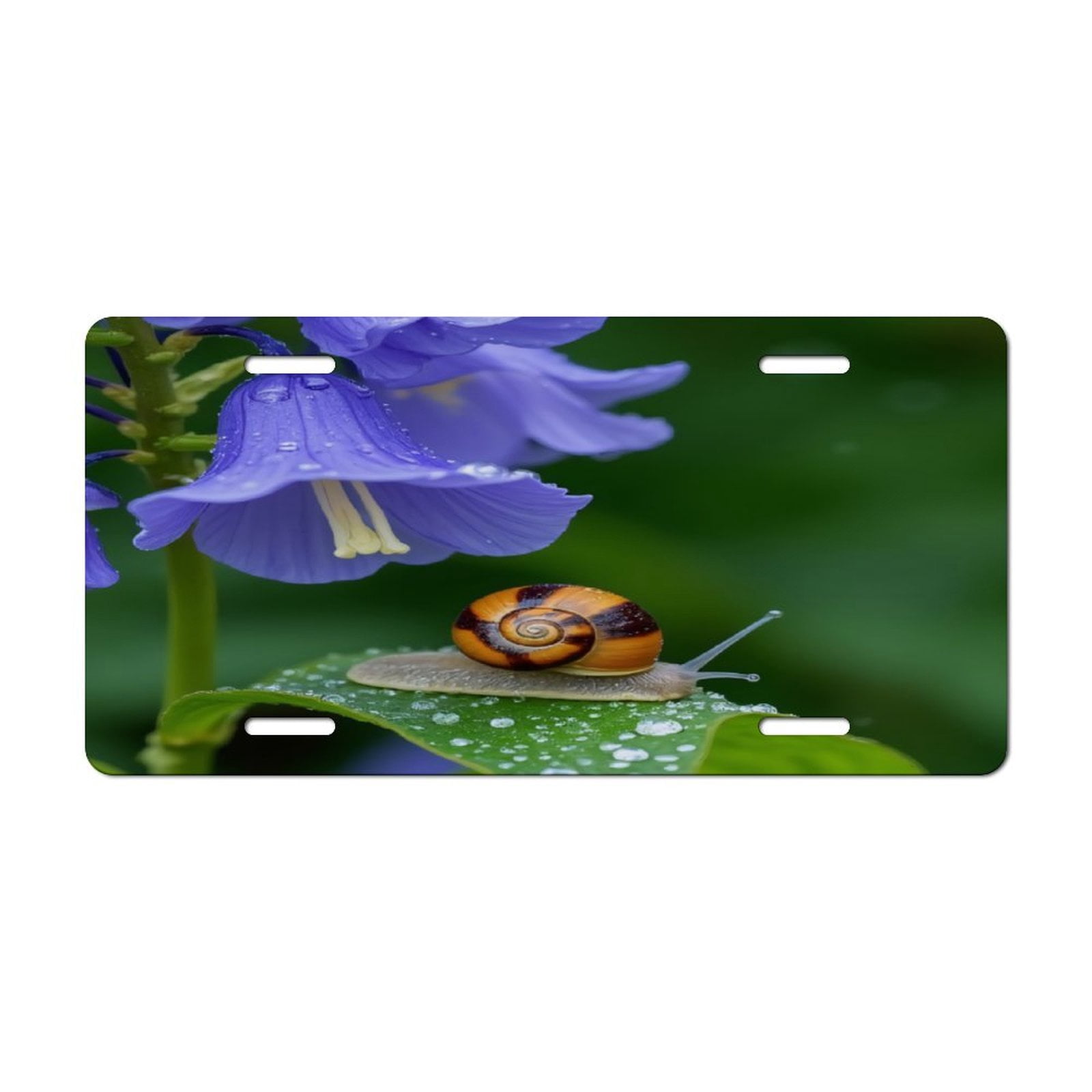 Snail on Leaf with Purple Flower Car Decorative Front License Plate ...
