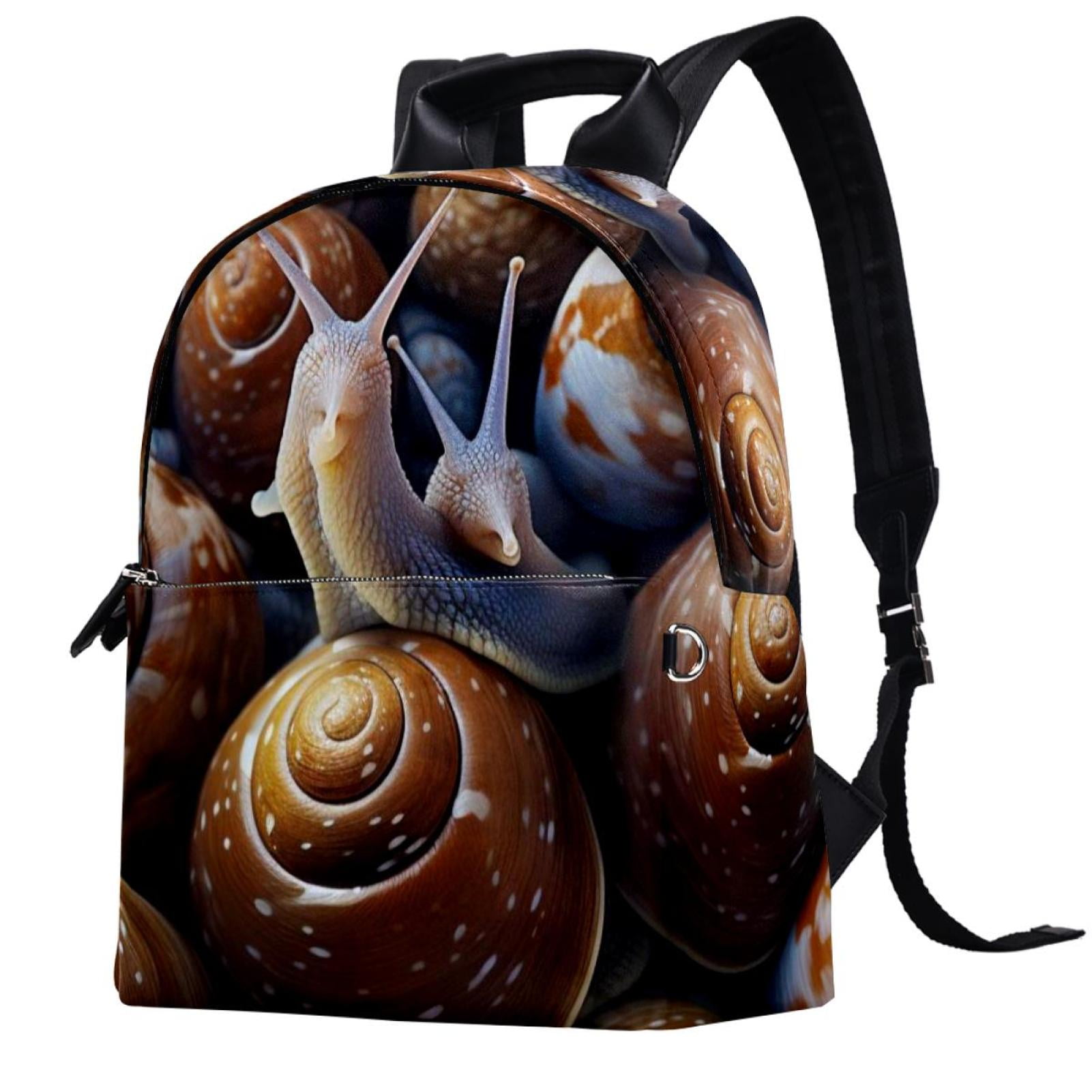 Snail Leather Backpack with Adjustable Shoulder Straps, Large Capacity ...