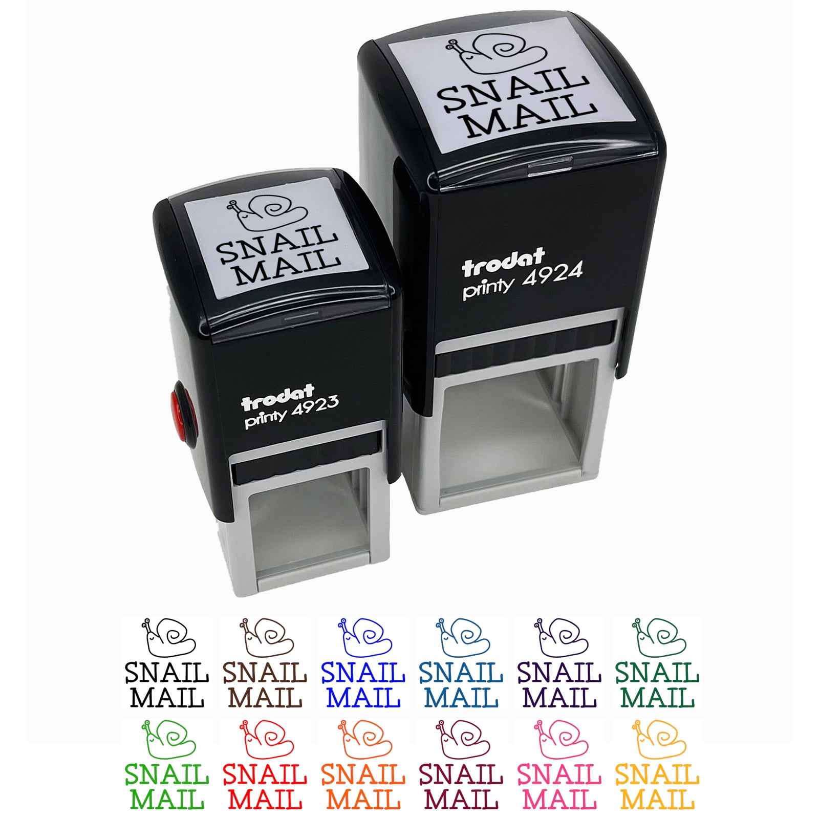 Snail Mail Cute Doodle Self-Inking Rubber Stamp Ink Stamper - Brown Ink ...