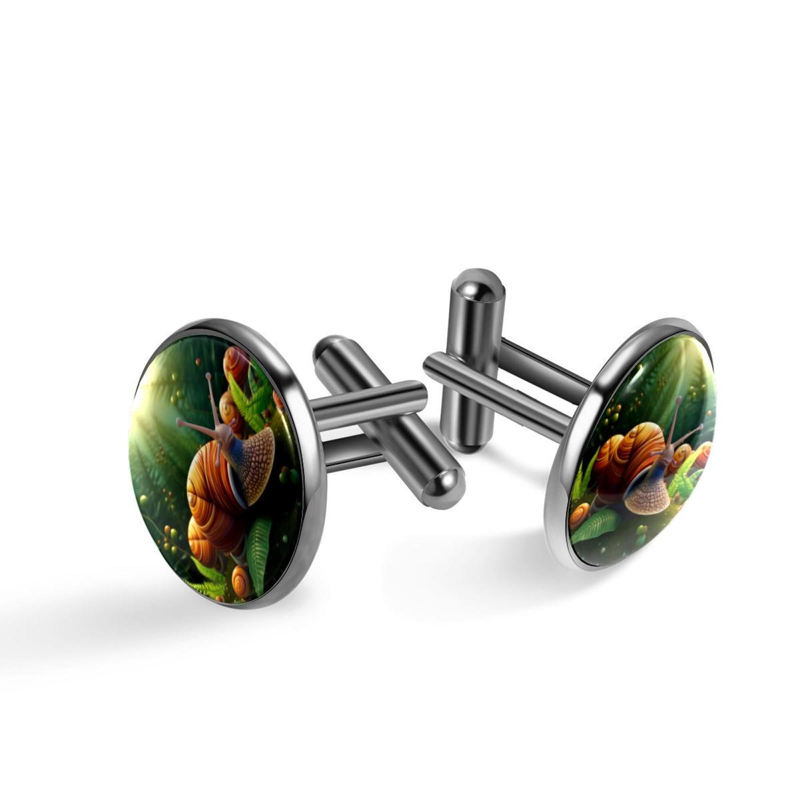 Snail Men's Stainless Steel Cufflinks Set with Shirt Clip for Formal ...