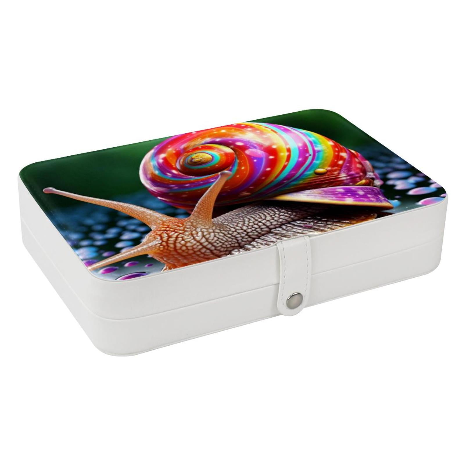 Snail PU Leather Necklace Organizer Decorative Box with Removable ...