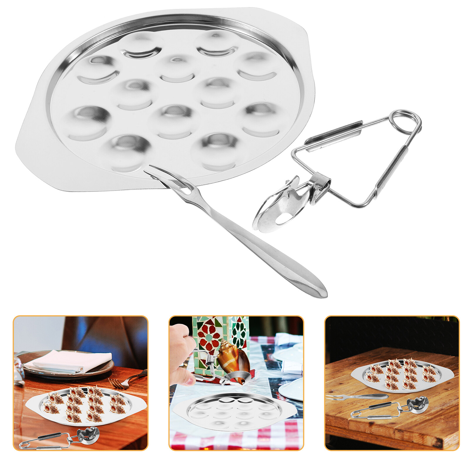 Snail Plate,6 Sets of Snail Plate Serving Plate Stainless Steel ...