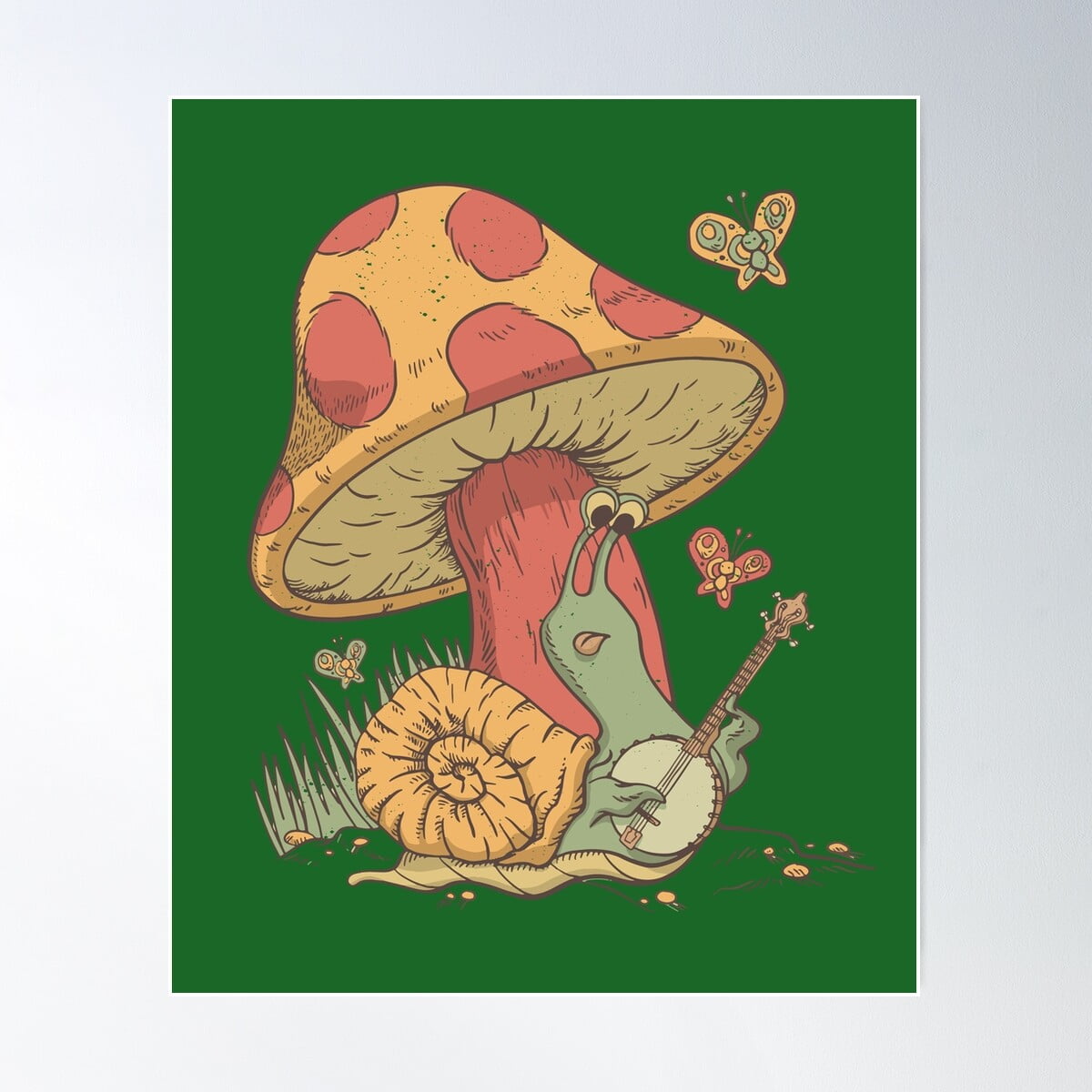 Snail Plays The Banjo Poster Wall Art, Modern Wall Decor For Living Room Bedroom, 16x24 UNFRAMED ...