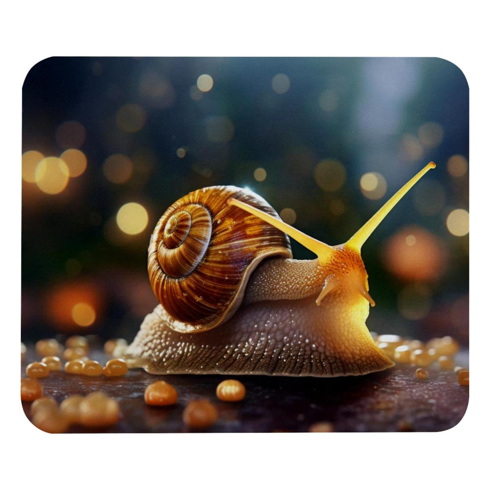 Snail Printed Square Desk Mat Mousepad, 8.3x9.8 Inch, Non-Slip Rubber ...