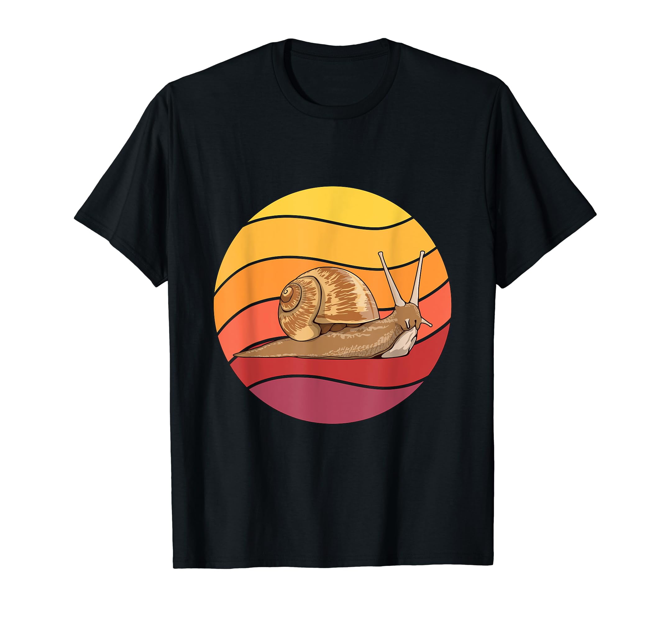 Snail Retro Sunset Slug Snails Black T-Shirt - Walmart.com