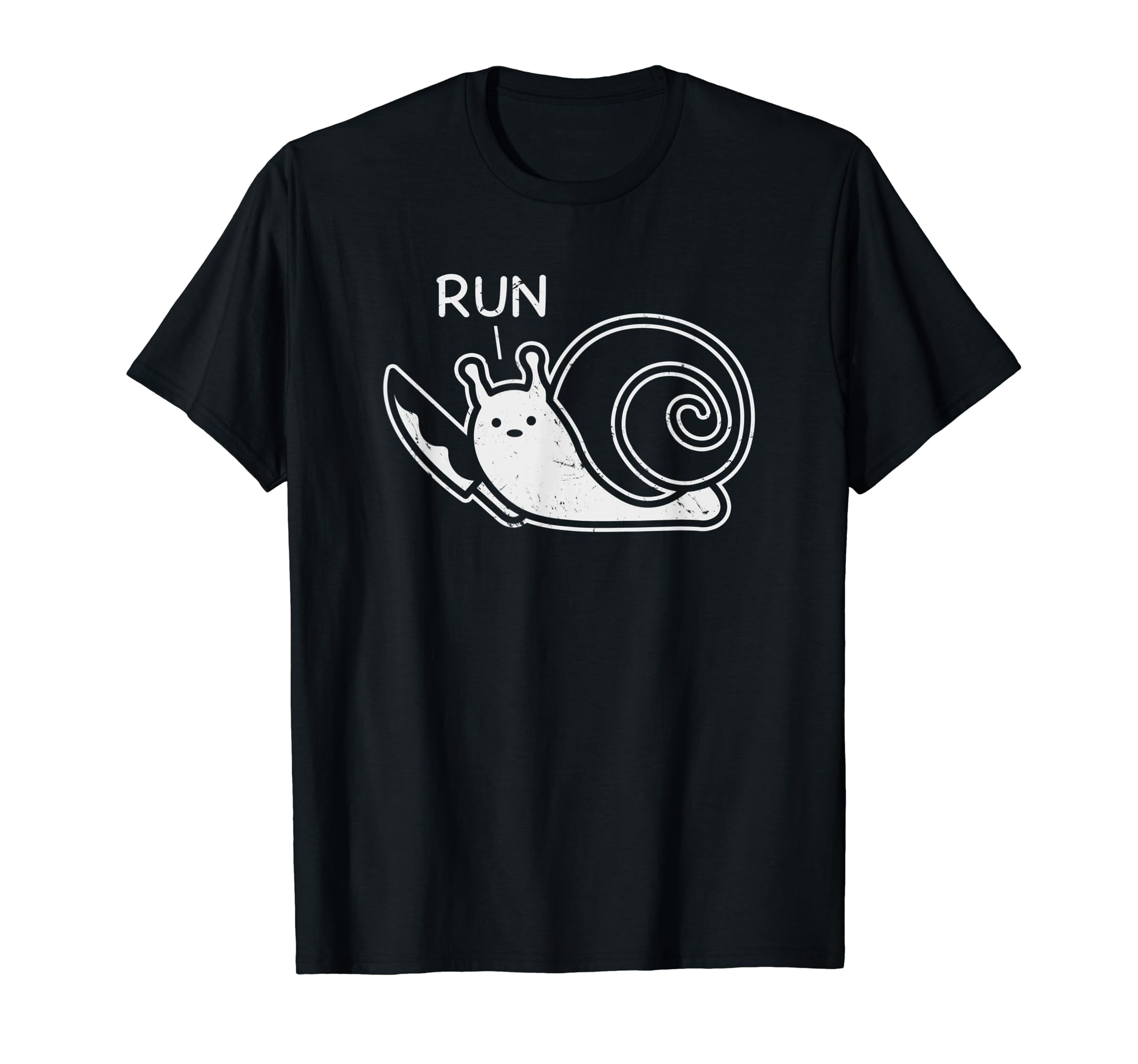 Snail Run Funny Murderous Slug With Knife Animal Lover Gift Black T ...