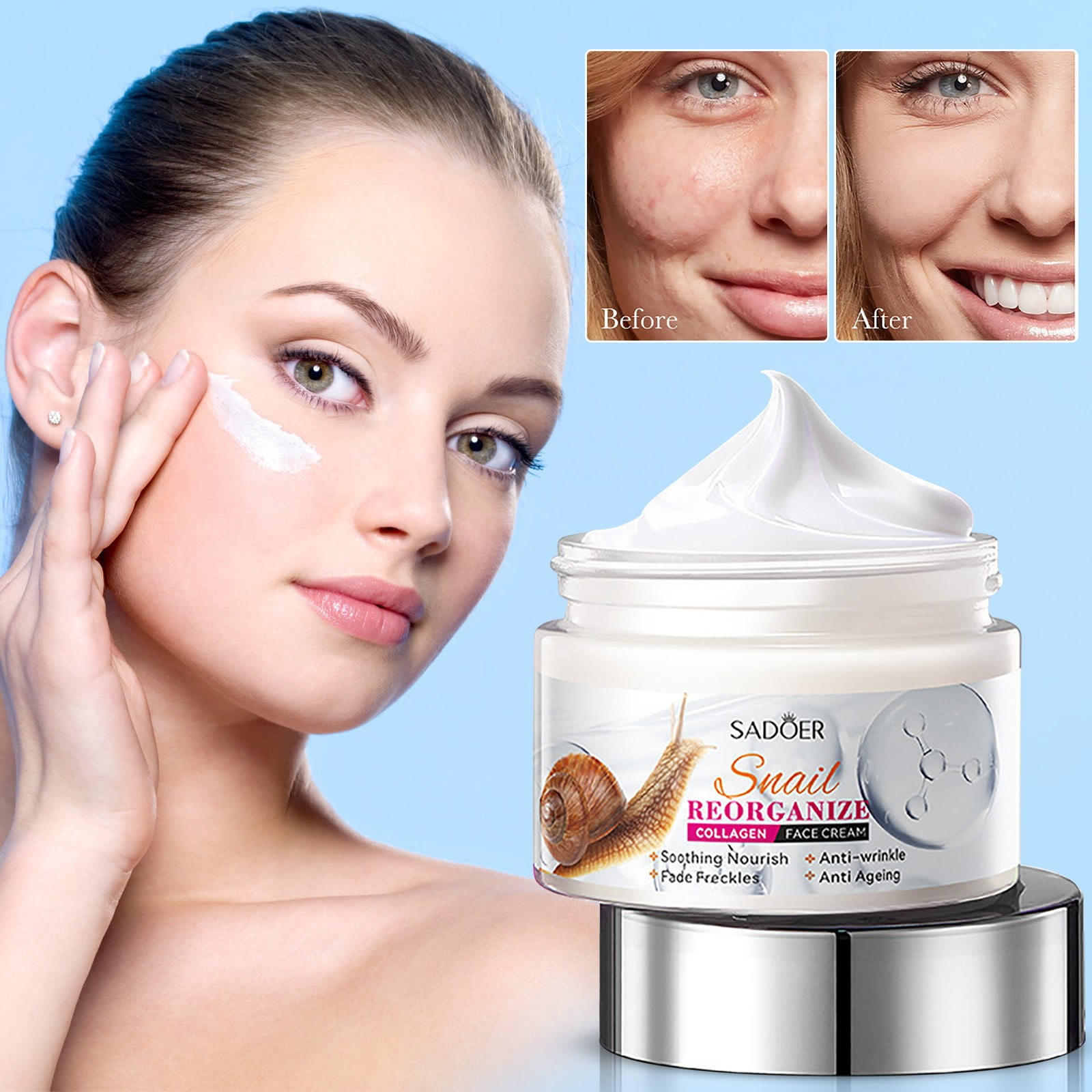 Snail Secret Nourishing Cream, 50g Facial Moisturizer, Hyaluronic Acid, Plant Extracts, Gentle ...