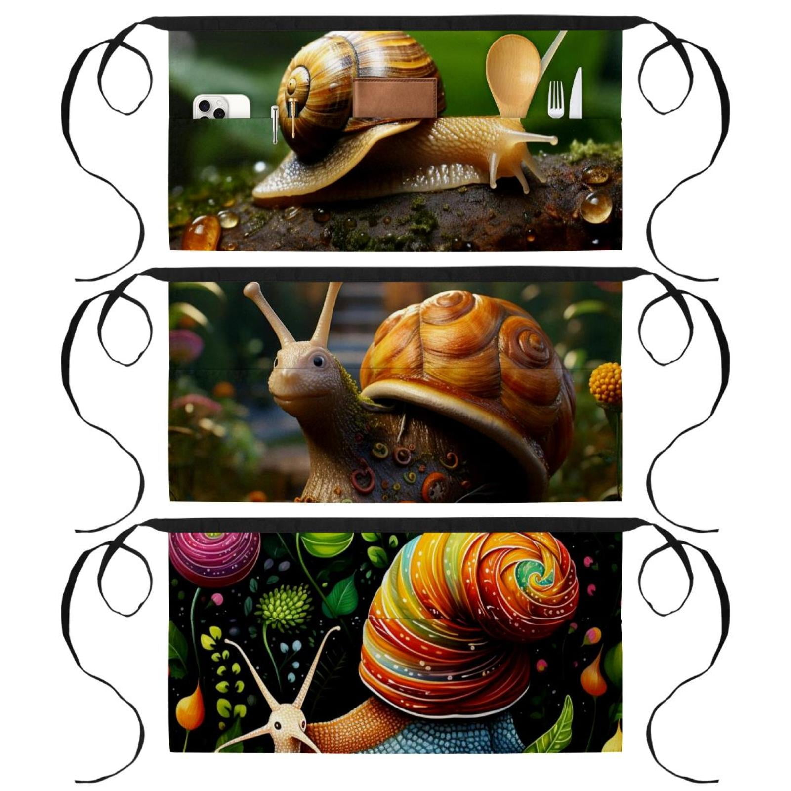 Snail Server Aprons 3 Pack Waitress Aprons Adjustable Belt Fits for ...